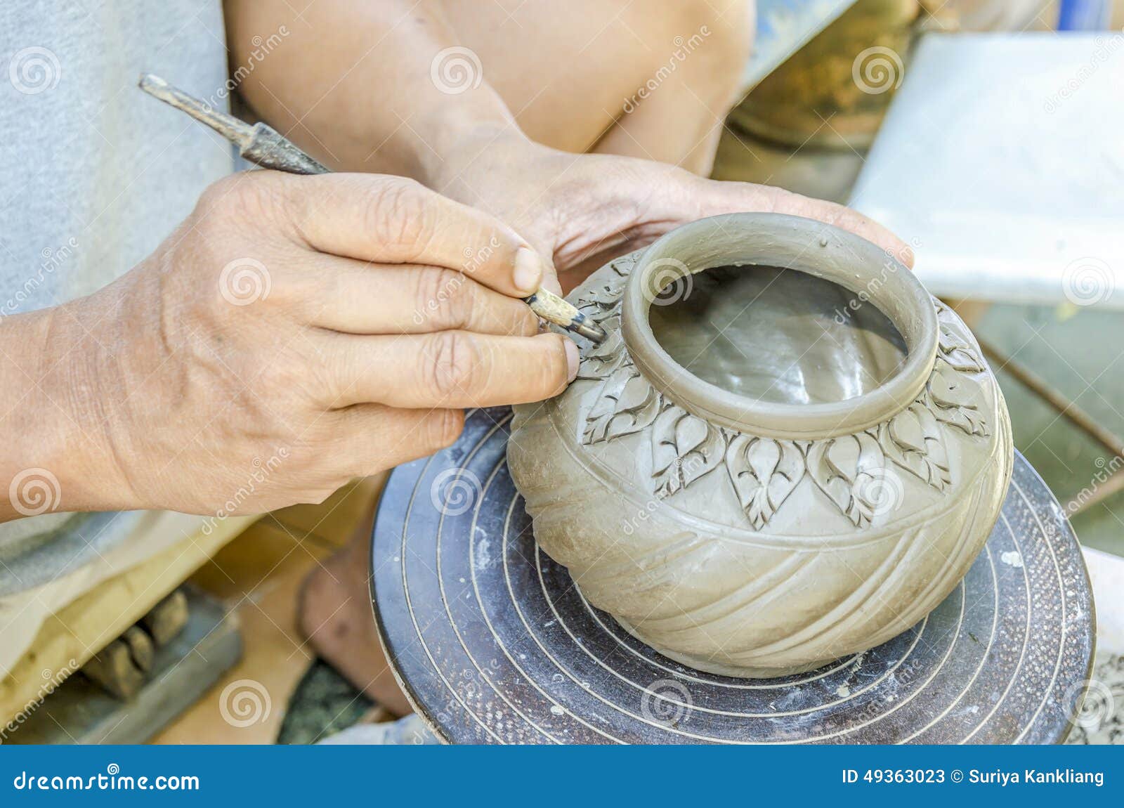Thai People Making Clay Potery Stock Image - Image of sculpture ...