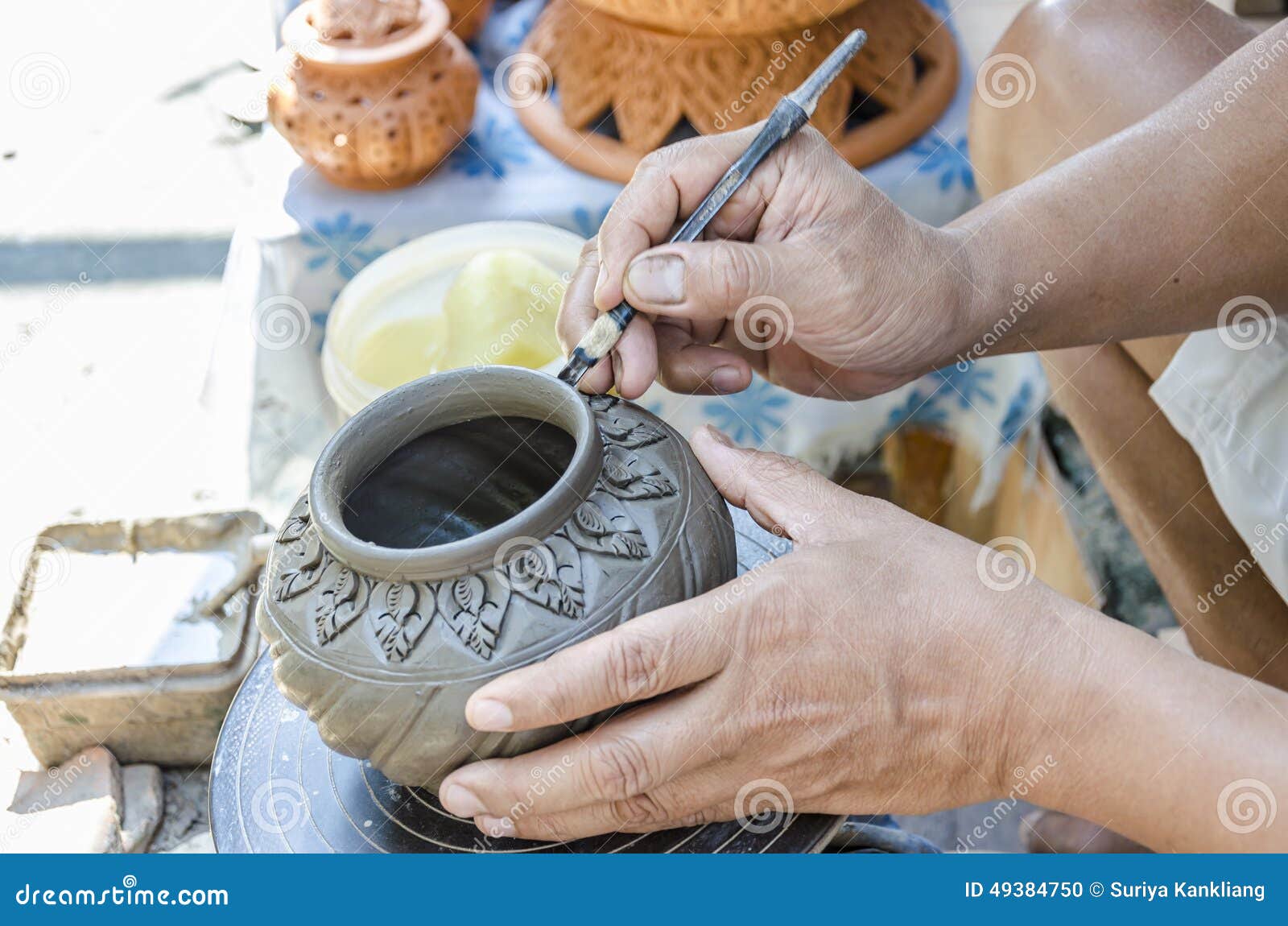 Thai People Making Clay Potery Stock Photo - Image of sculptor, culture ...