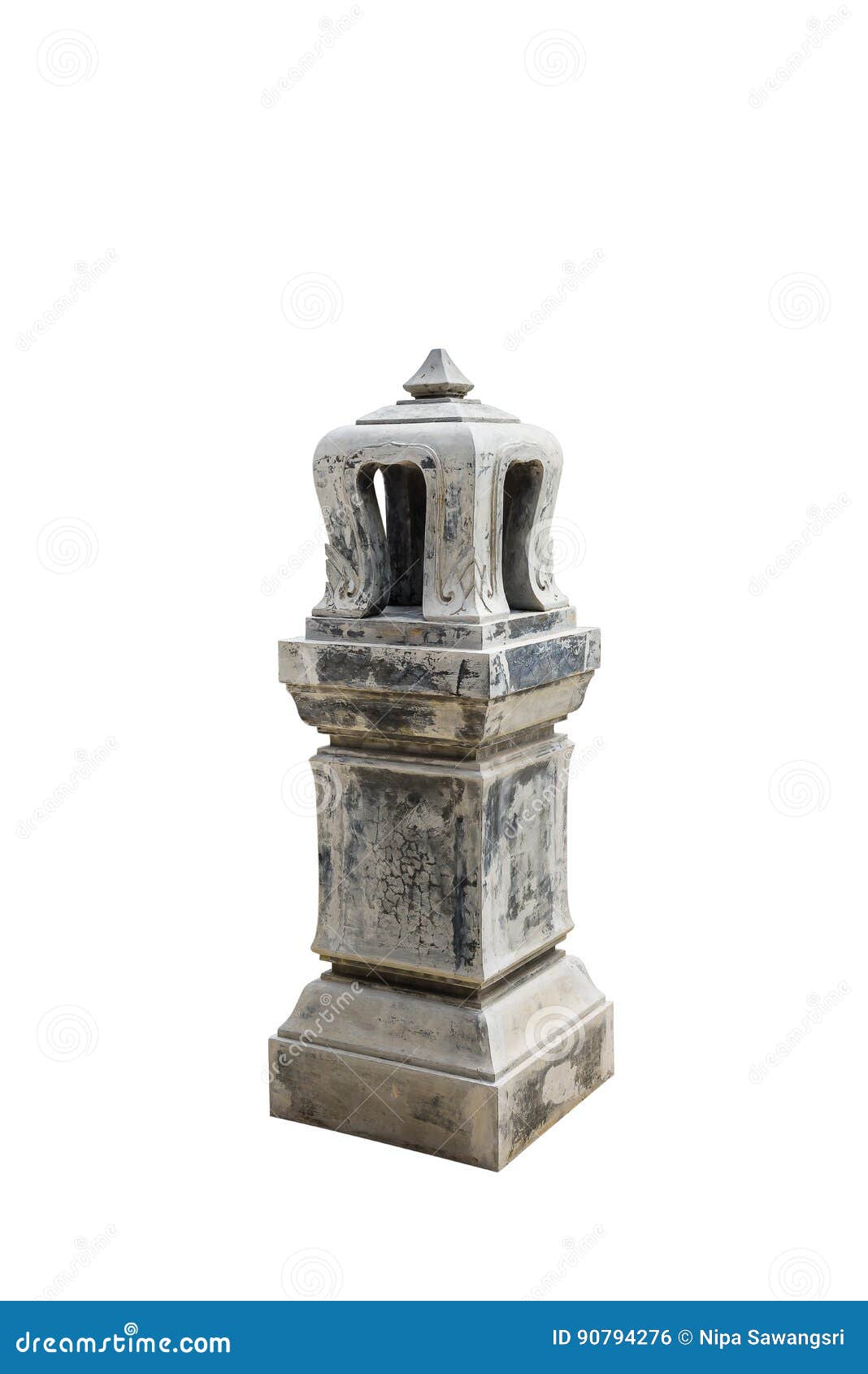 Thai Pillar Isolated On White Background Stock Photo - Image of ancient ...