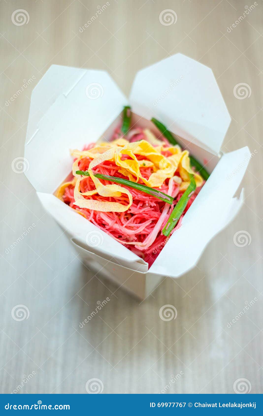 Thai pink noodles in box. stock image. Image of pasta - 69977767