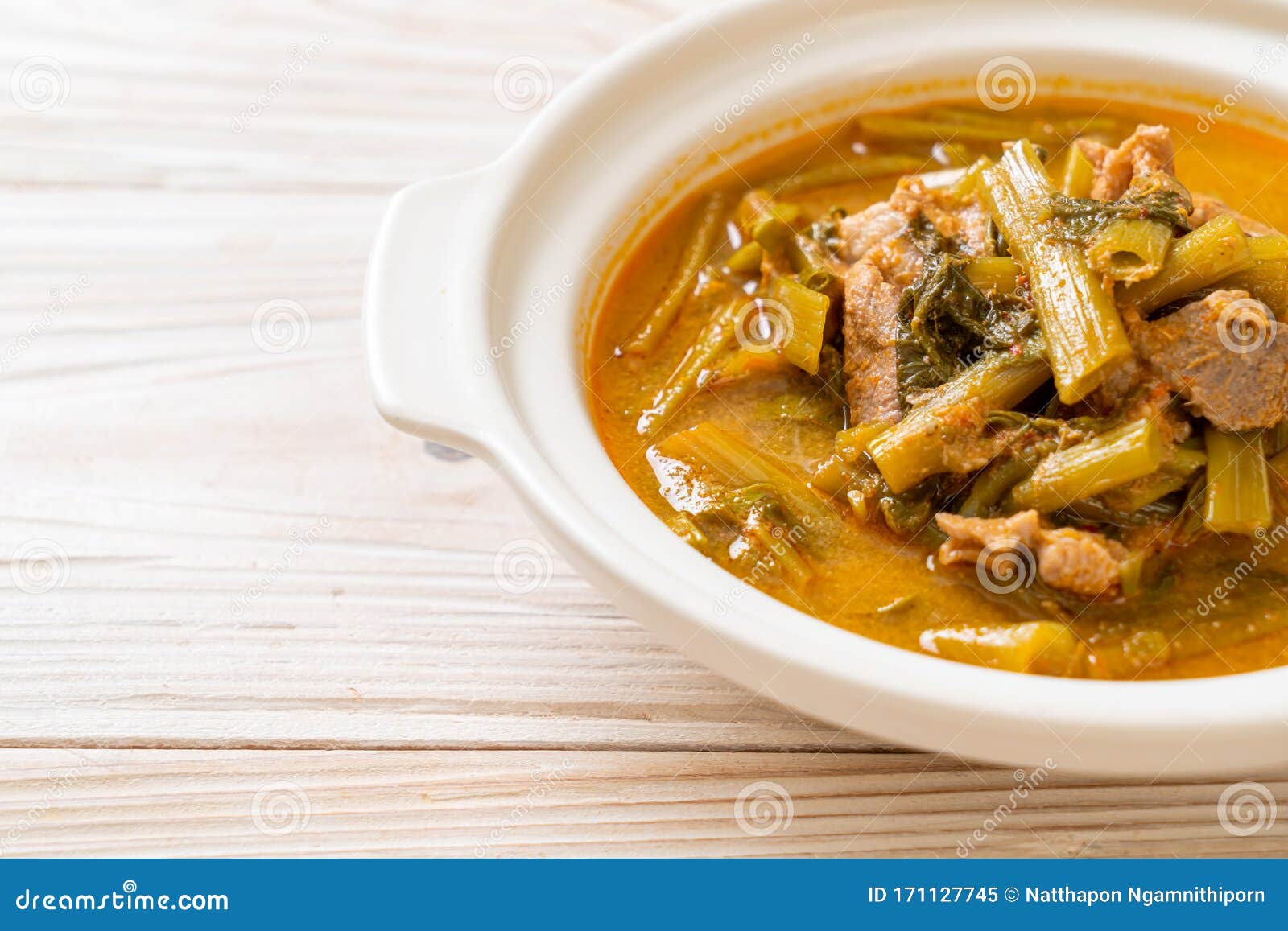 Thai Pork Curry with Morning Glory Stock Image - Image of food, healthy ...