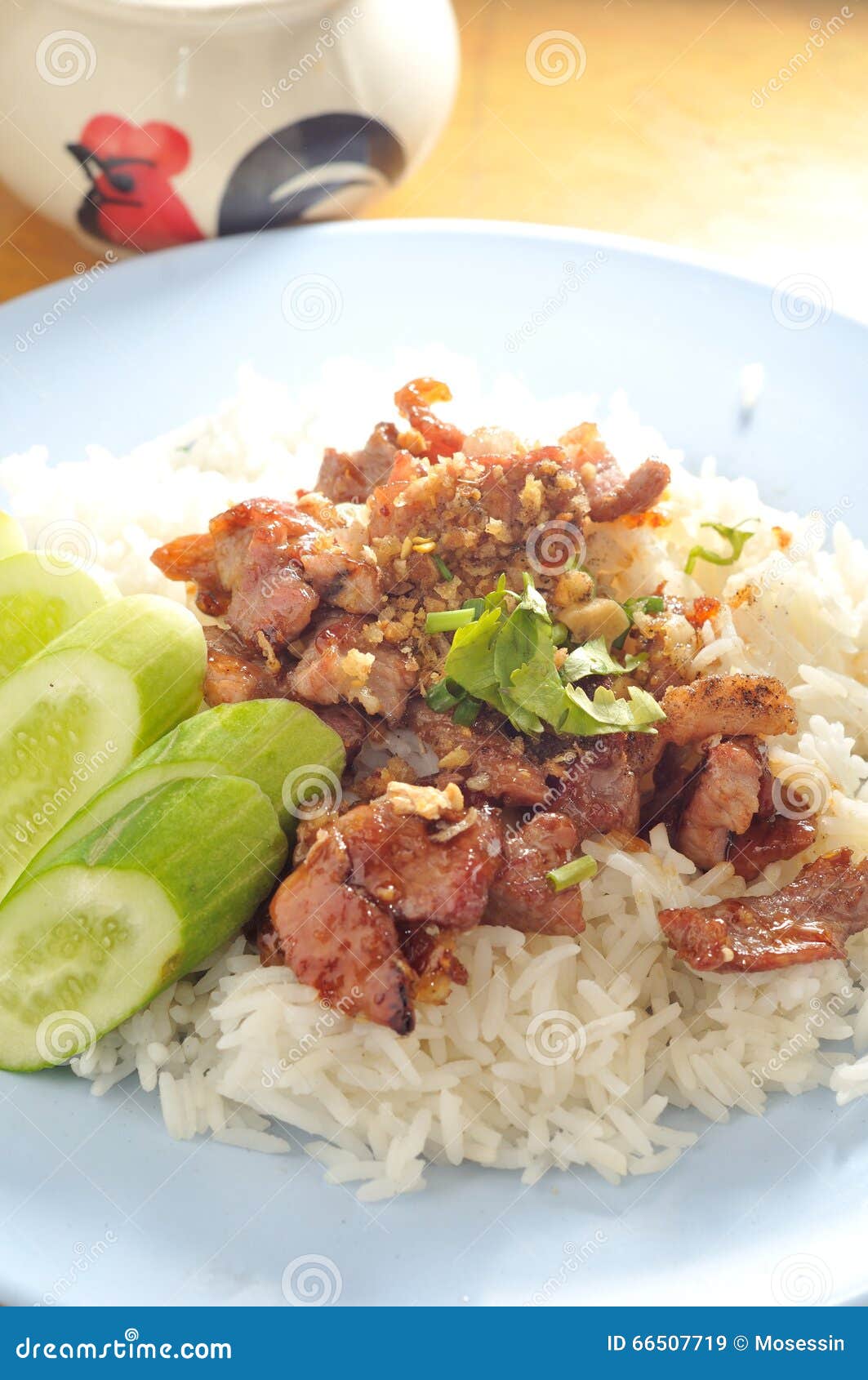 Thai pork rice stock image. Image of veggie, food, dish - 66507719