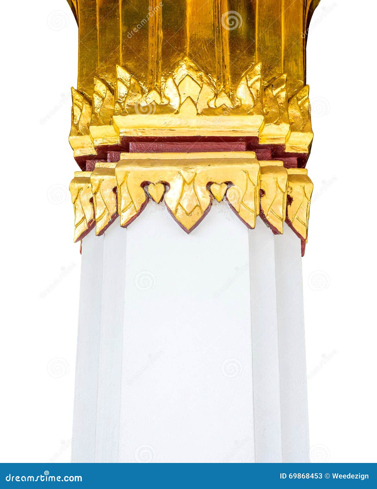 Thai Post Decoration with Thai Art Pattern Paint with Gold Color Stock ...