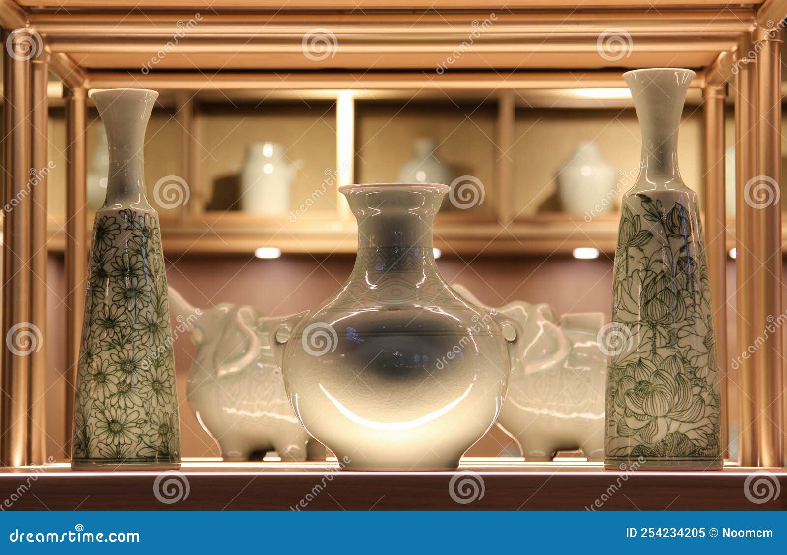 Pottery placed on shelf stock image. Image of beautiful - 254234205