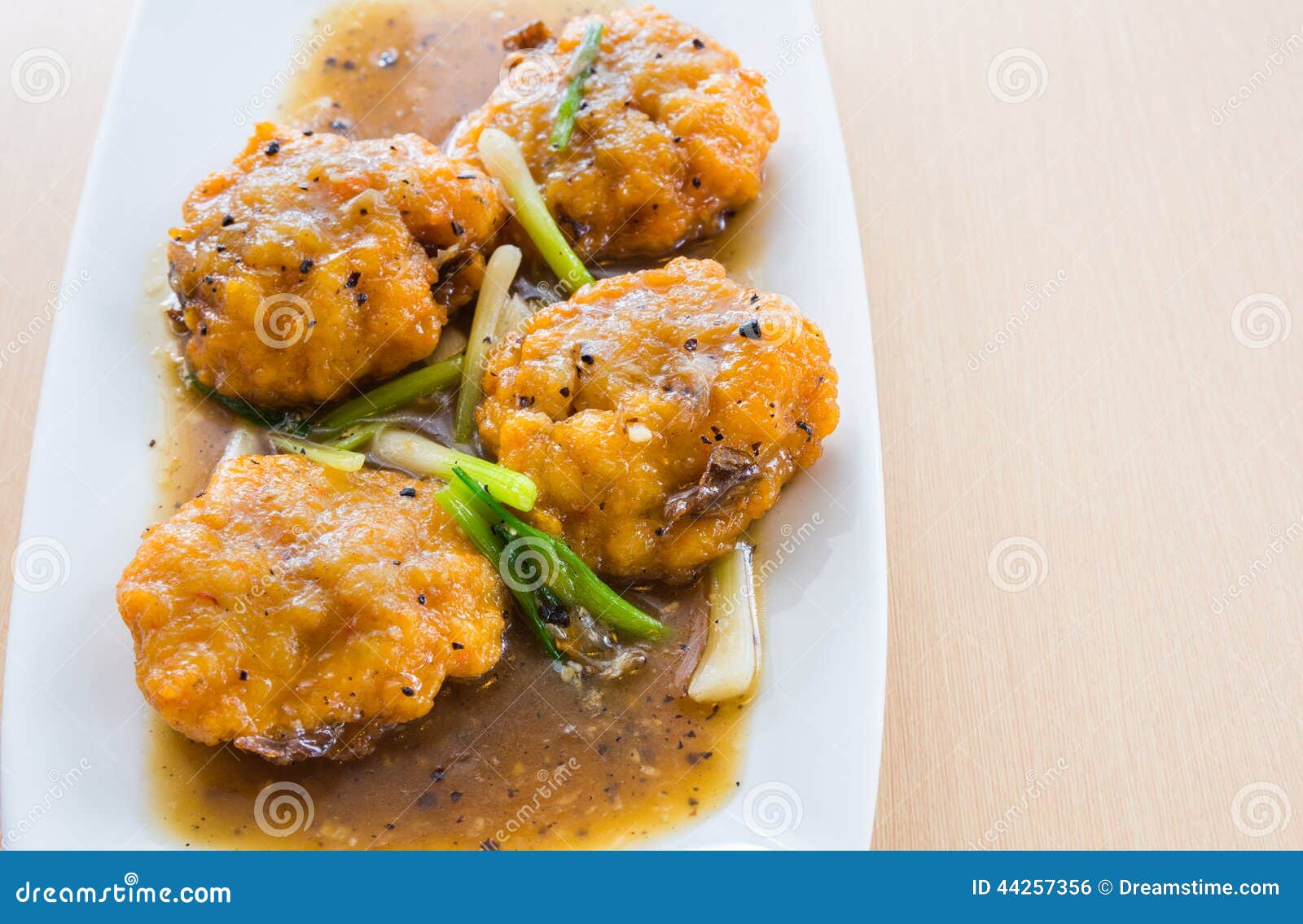 Thai prawn cakes in gravy stock photo. Image of ground - 44257356