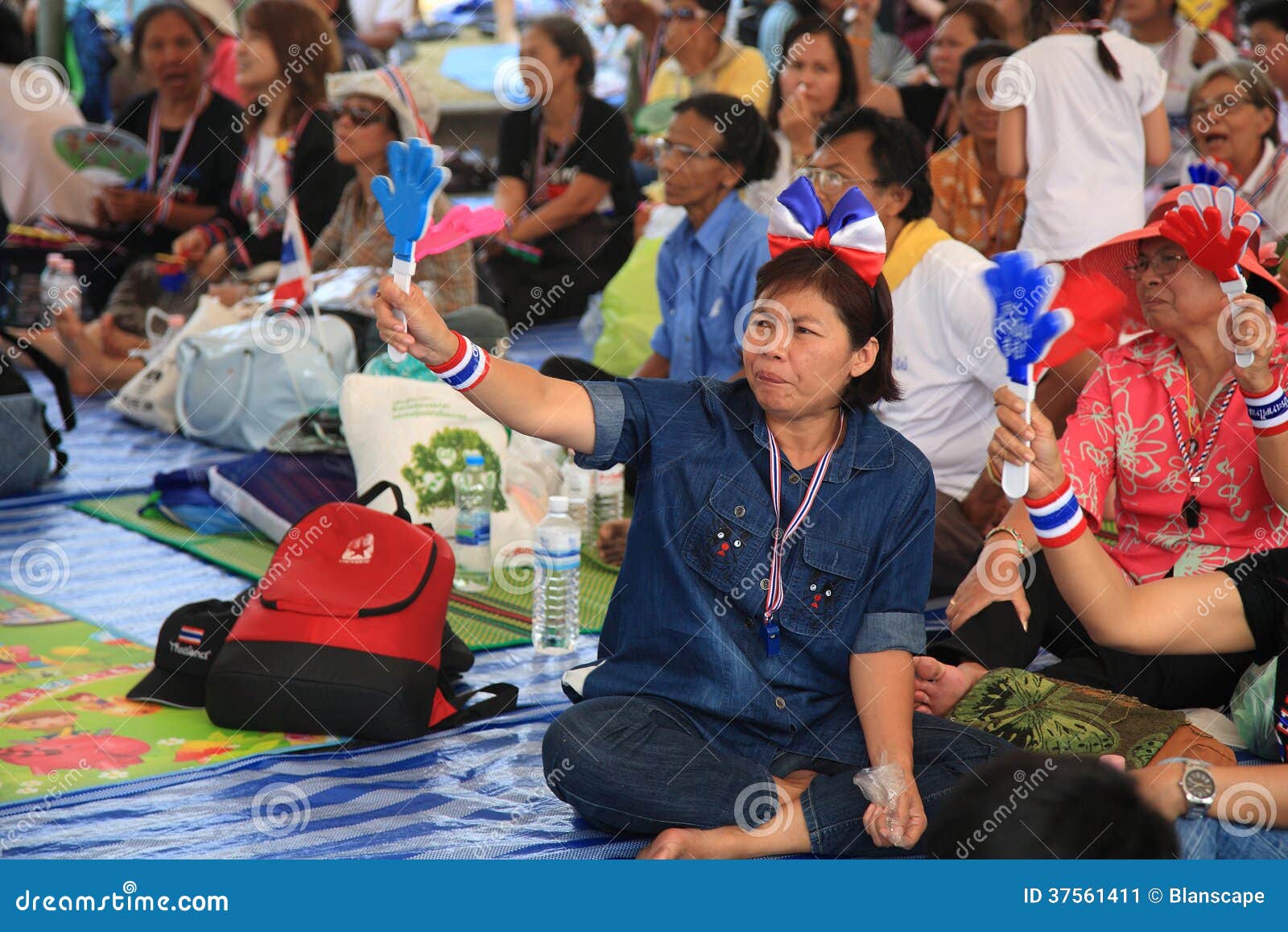 Thai Protesters Wave Hand Clappers To Anti Government Editorial Photo ...