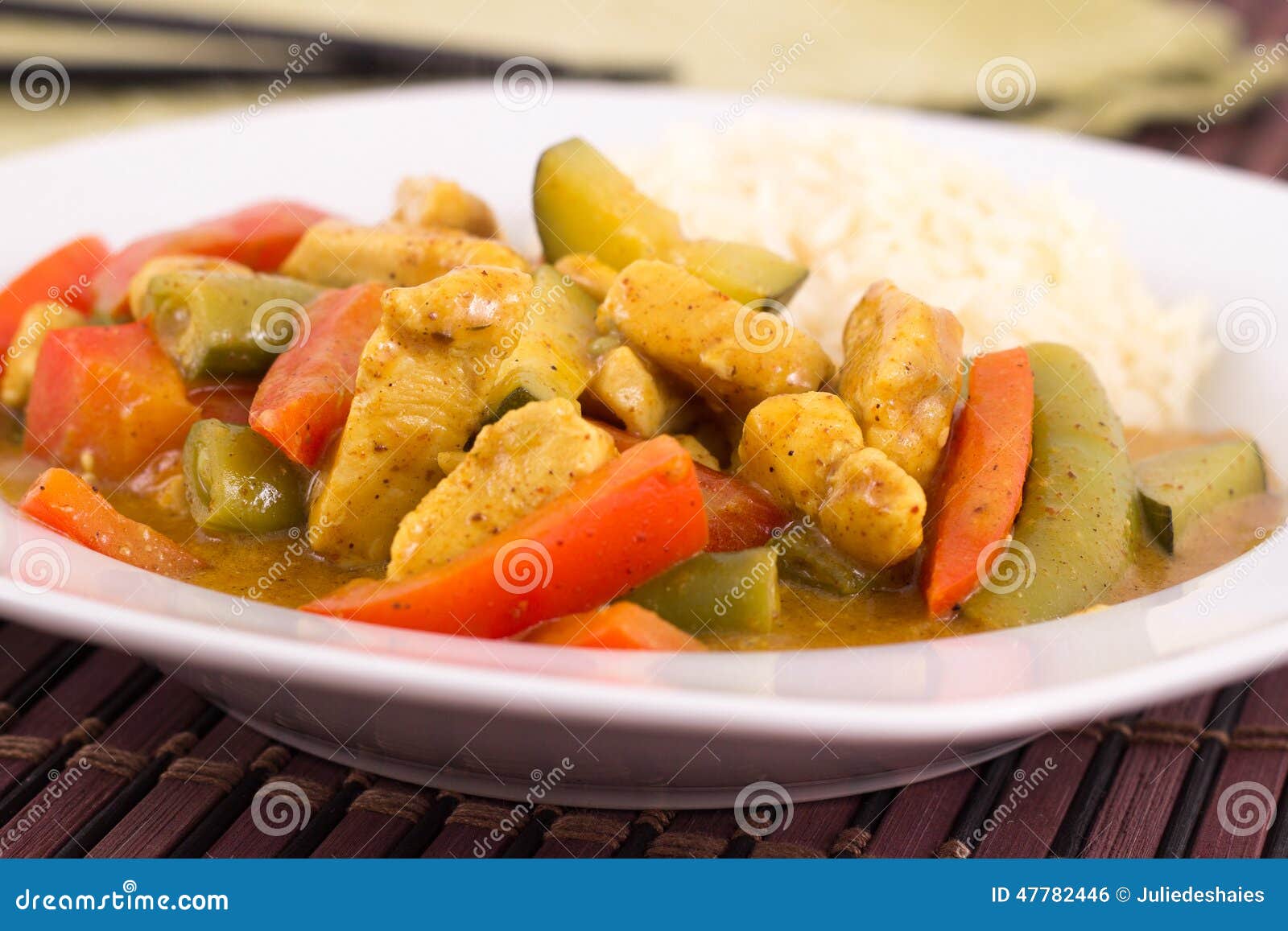 Thai Red Curry Chicken with Rice Stock Photo - Image of culture ...