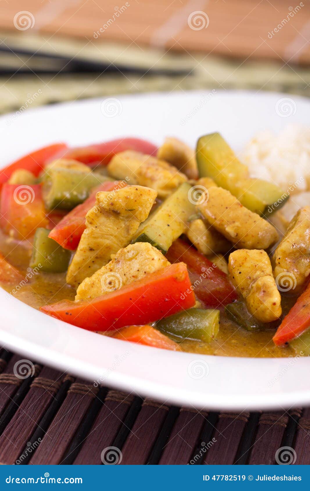 Thai Red Curry Chicken with Rice Stock Image - Image of coconut ...