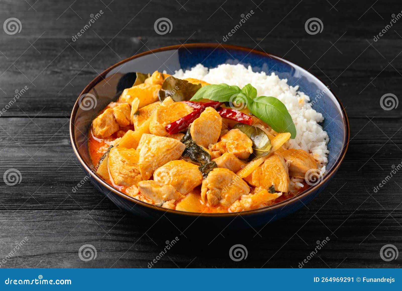Thai Red Curry with Chicken, Vegetables and Rice Stock Image - Image of ...