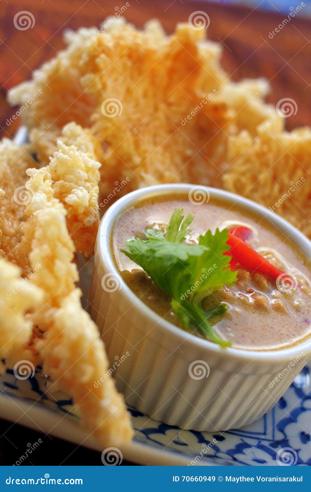 Thai Rice Cracker with Dipping Stock Image - Image of cracker, dipping ...