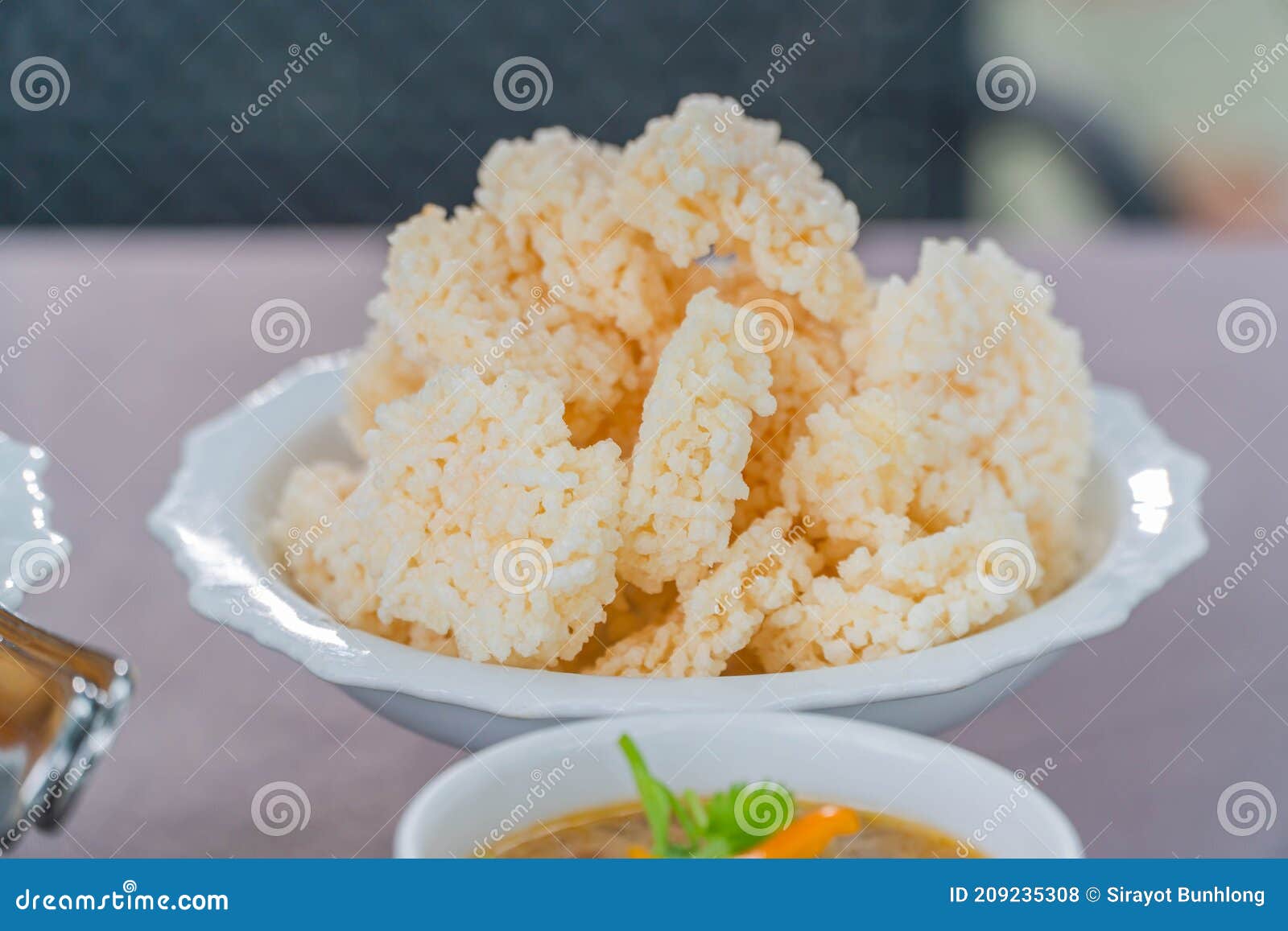 Thai Rice Cracker in dish stock photo. Image of eating - 209235308