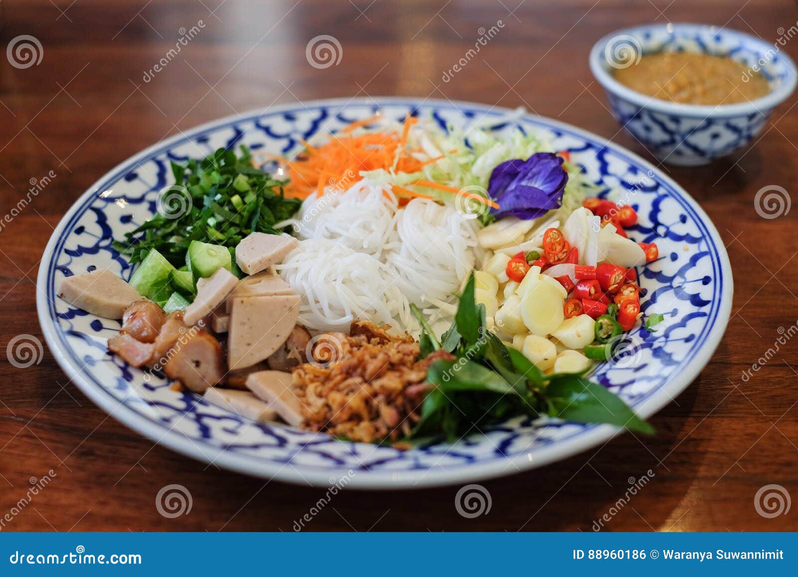 Thai Rice Noddle Spicy Salad Stock Photo - Image of white, gourmet ...