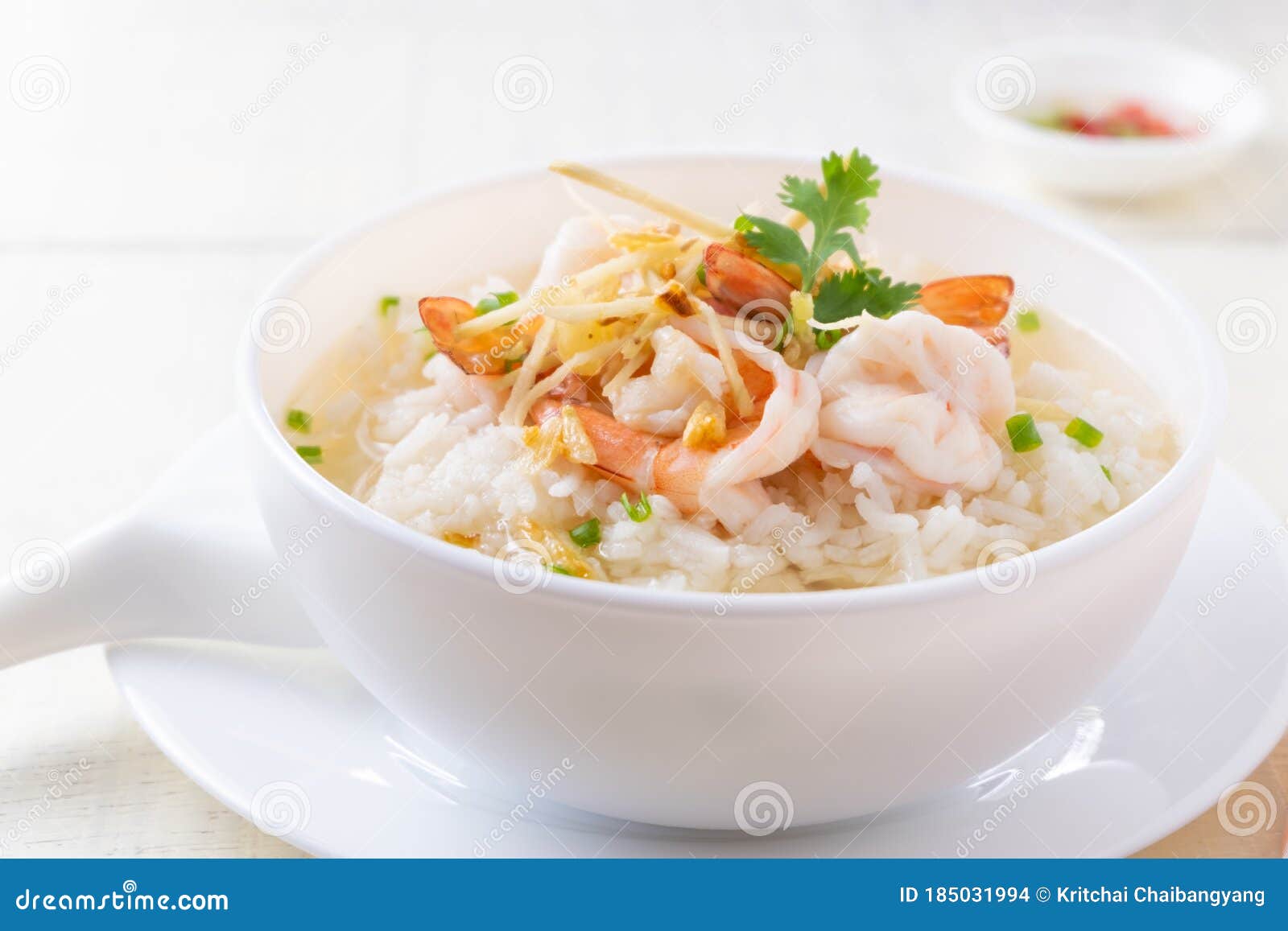 Thai Rice Soup with Shrimp ,Khao Tom Goong Stock Photo - Image of cook ...
