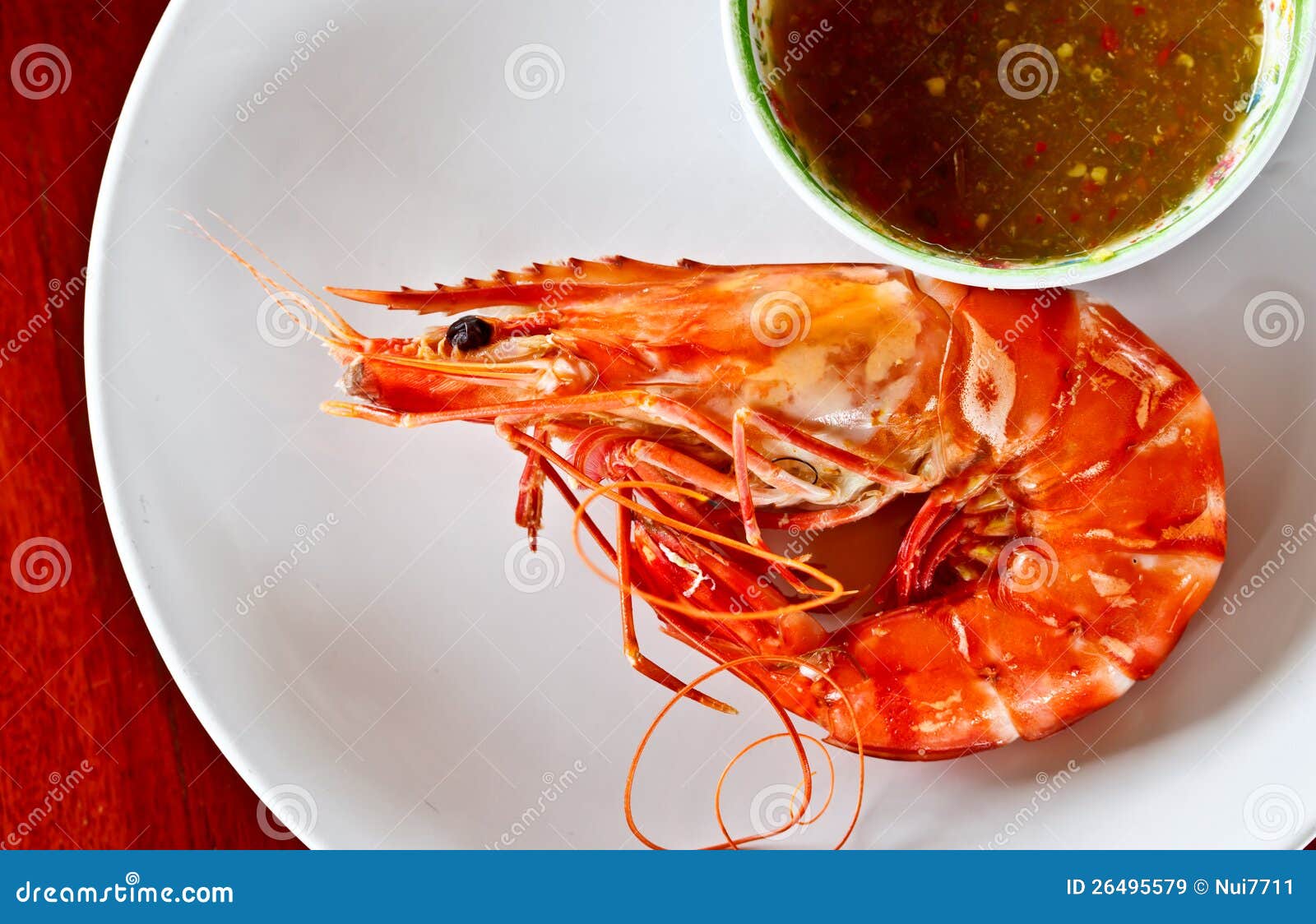 Thai Seafood, Steamed Prawn with Spicy Sauce Stock Image - Image of ...