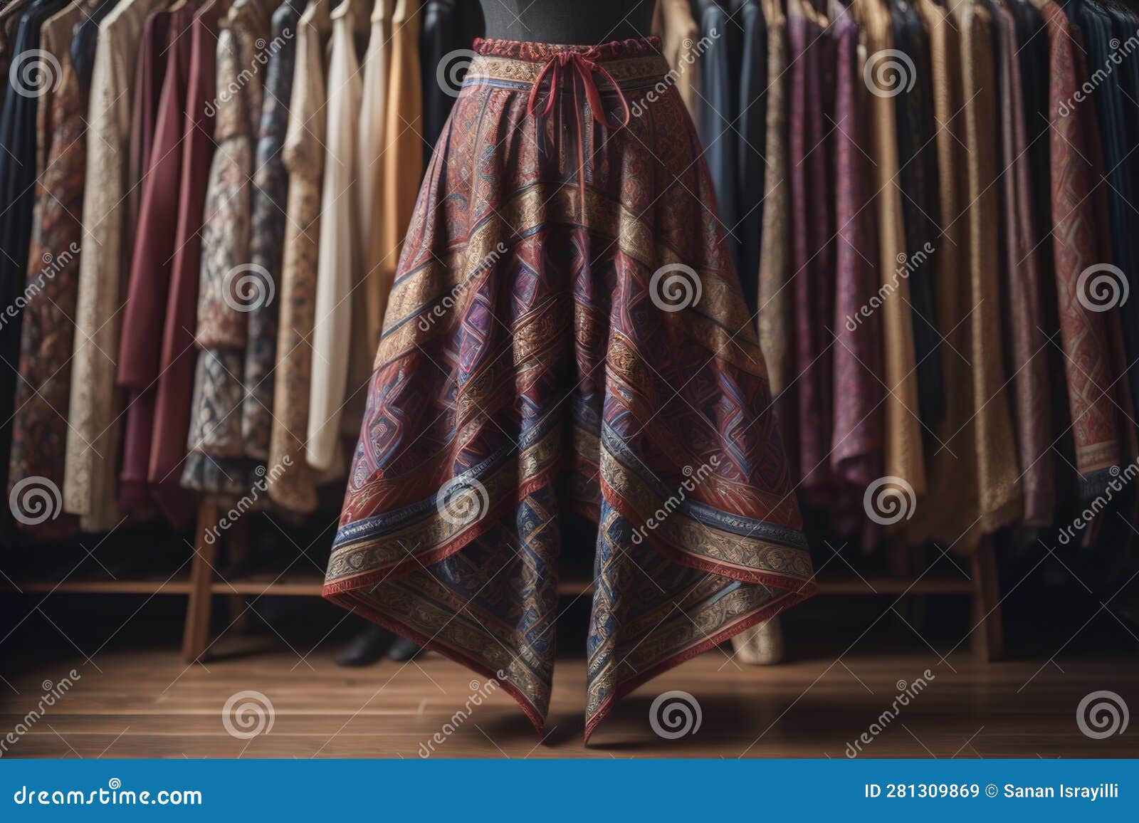 Thai Silk Cloth Hanging on the Clothes Rack in the Store. Generative Ai ...