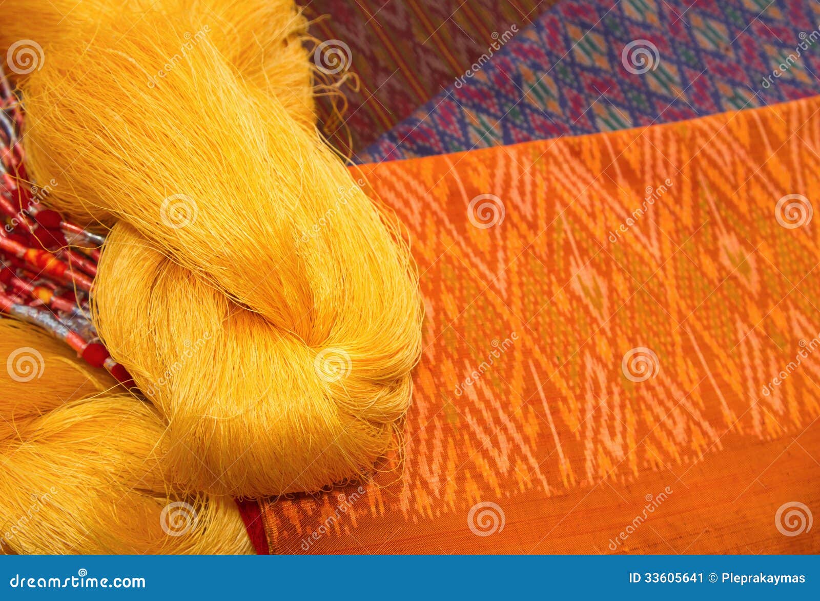 Thai Silk Cloths and Raw Silk Threads Material Stock Image - Image of ...