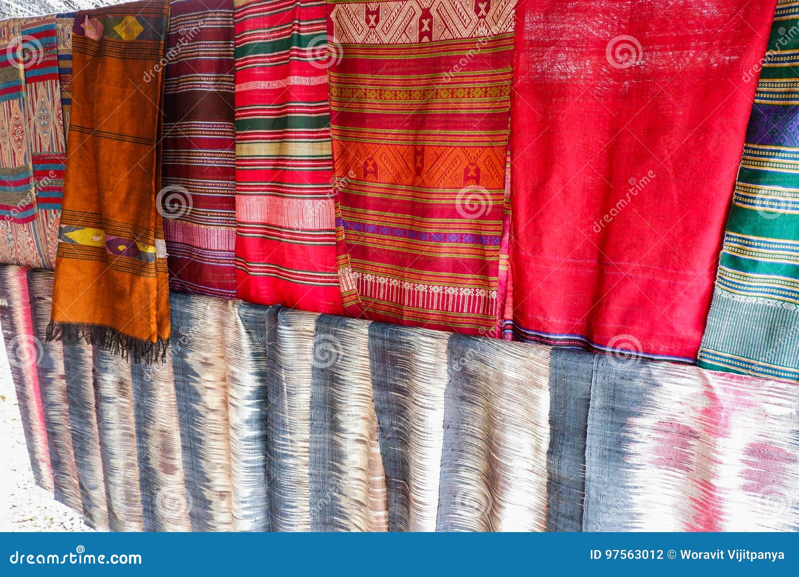 Thai Silk Laos Silk stock photo. Image of market, asia - 97563012