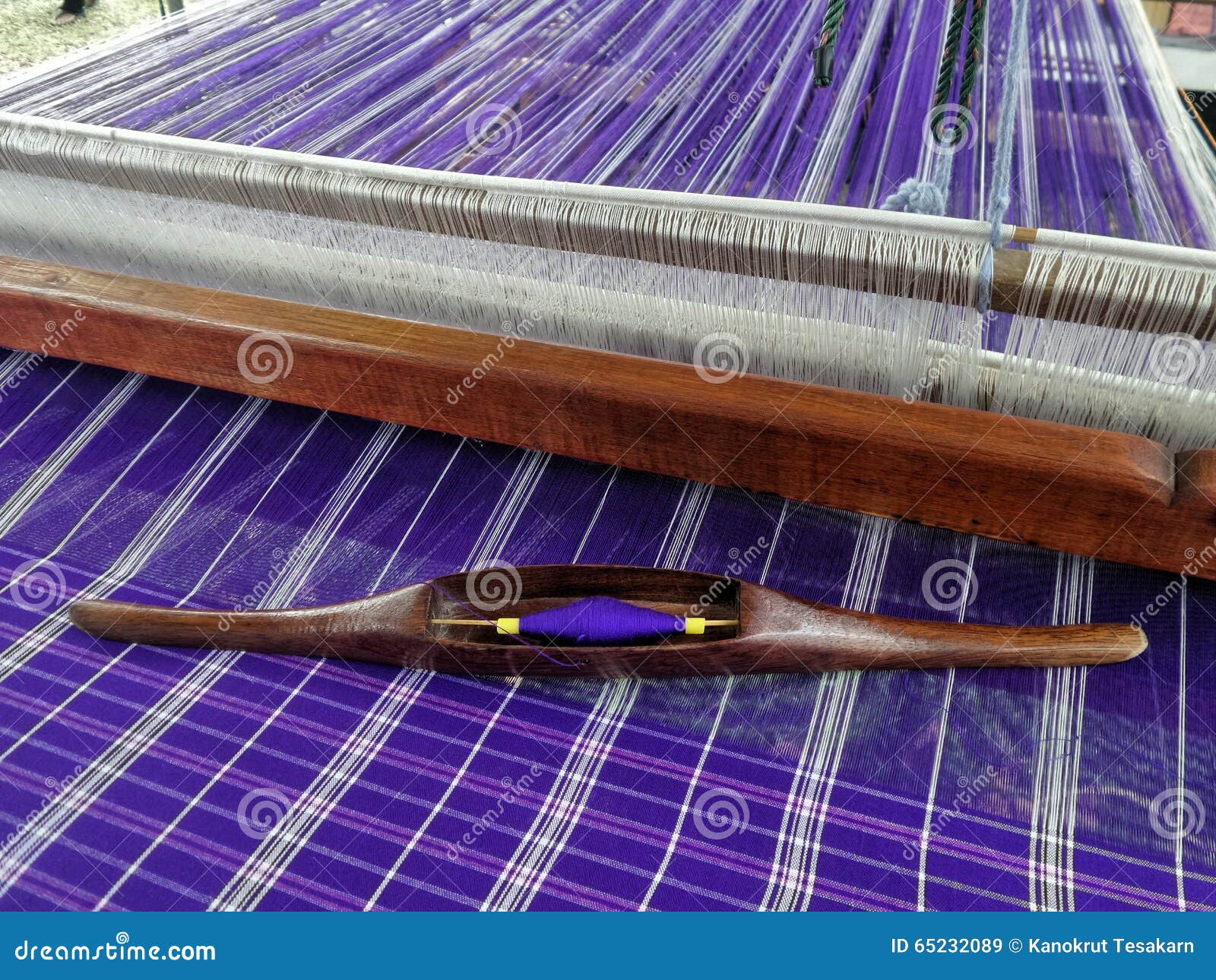 Shuttle Weaving Tool On The Antique Loom And Thread, Traditional Thai ...