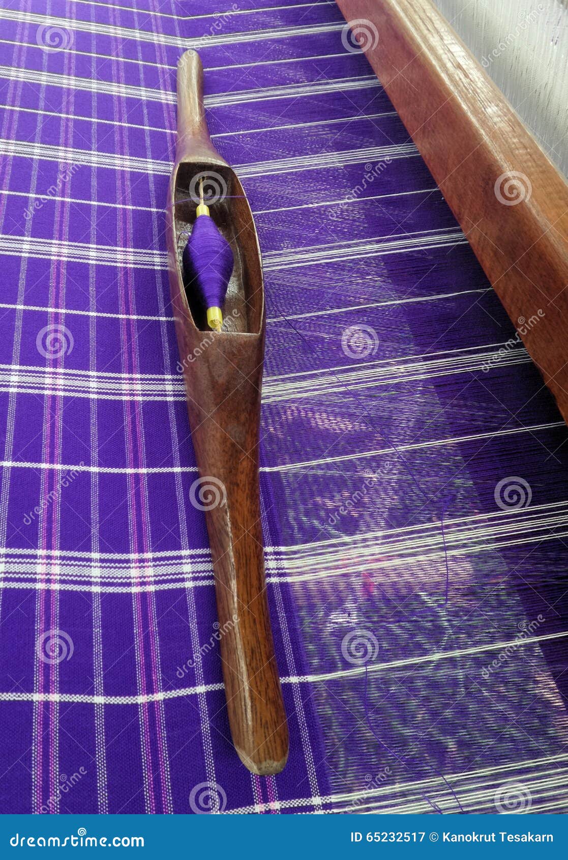 Shuttle Weaving Tool On The Antique Loom And Thread, Traditional Thai ...