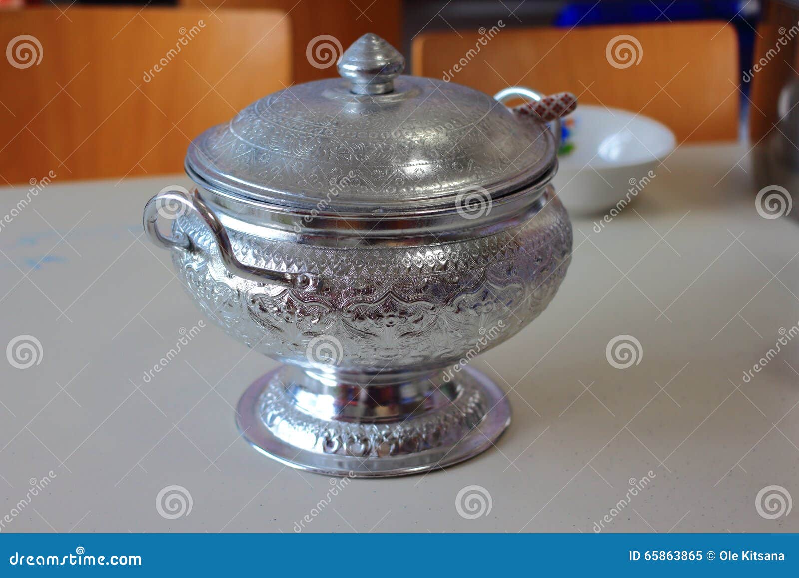 Thai silver rice pot stock image. Image of silver, rice - 65863865