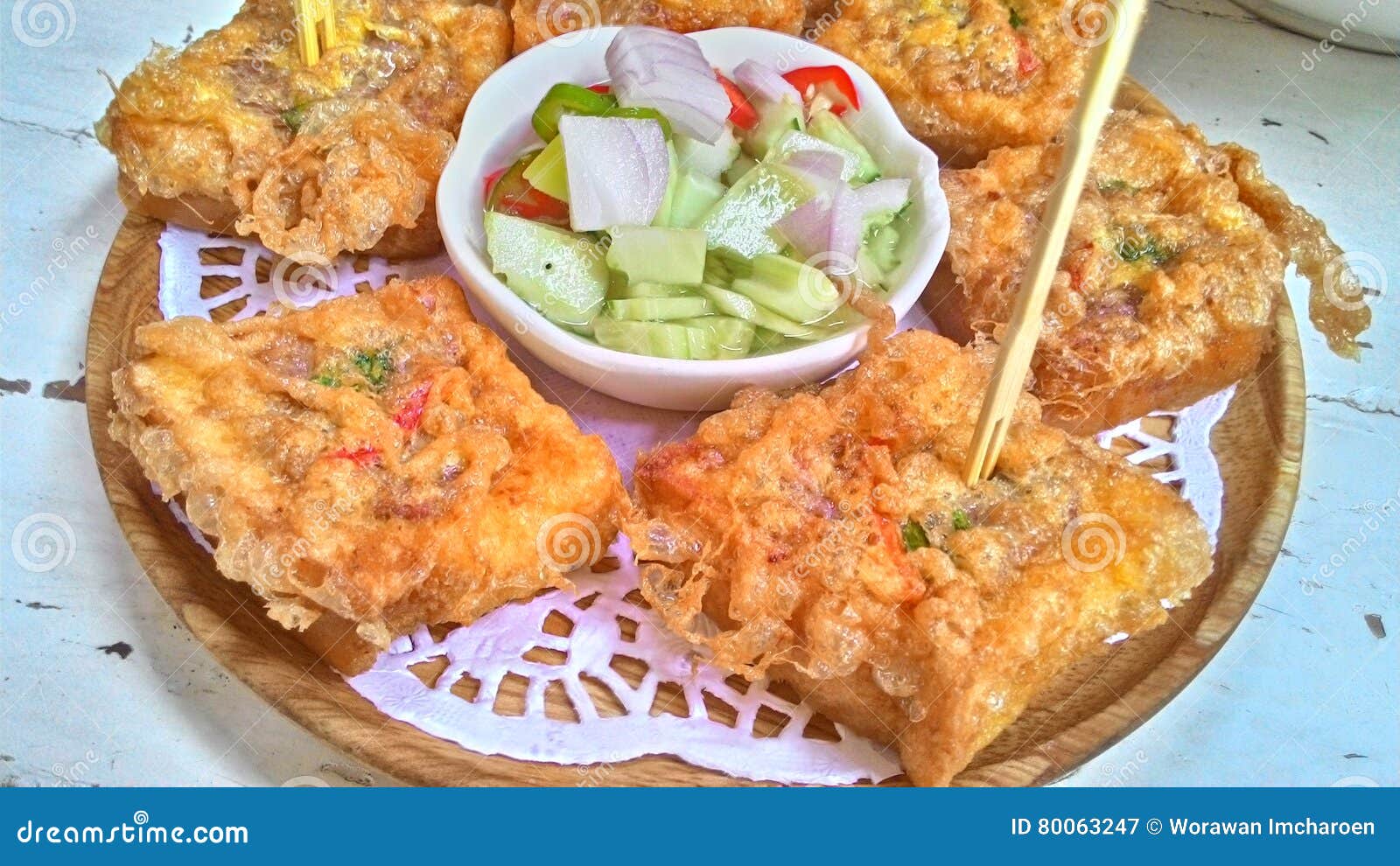 Thai snack stock image. Image of food, plate, meal, paper - 80063247