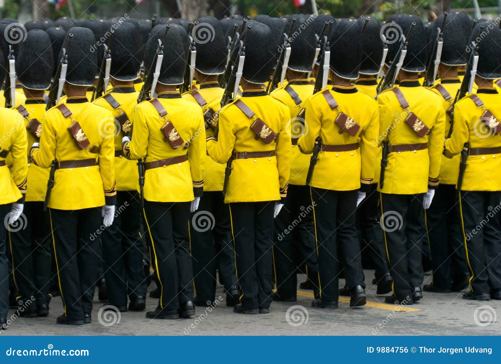 Thai Soldiers in Parade Uniforms Stock Photo - Image of black, yellow ...