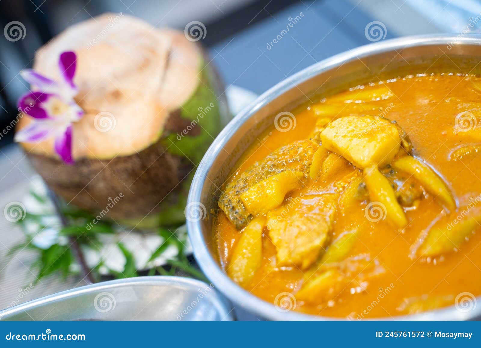Thai Southern Orange Curry with Snapper Stock Photo - Image of soup ...