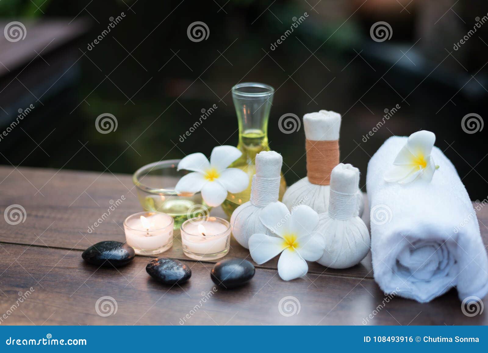 Thai Spa Massage Compress Balls And Salt Spa Objects Stock Photo ...