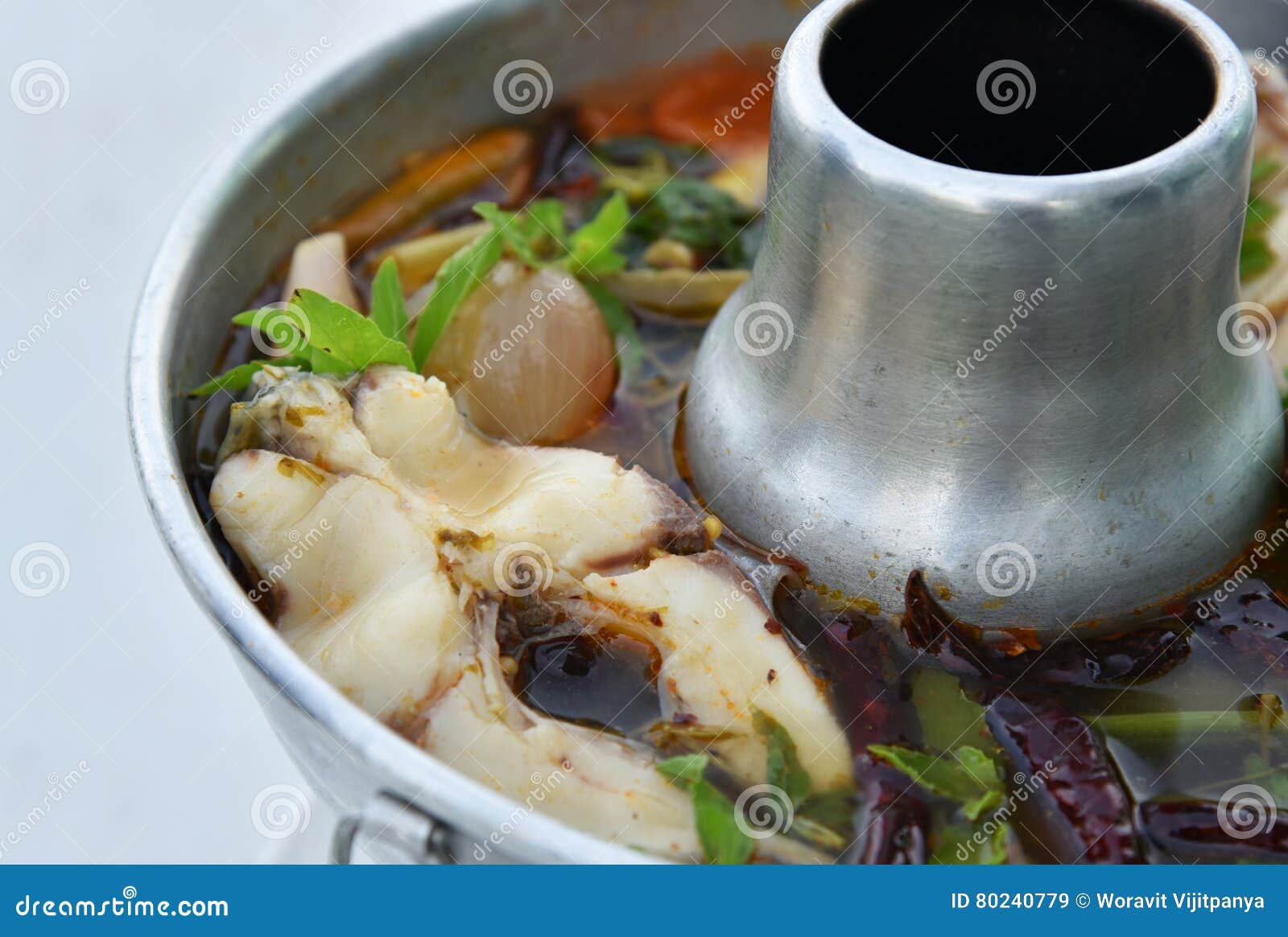 Thai Spicy Soup with Fish - Tom Yum Soup Stock Image - Image of main ...