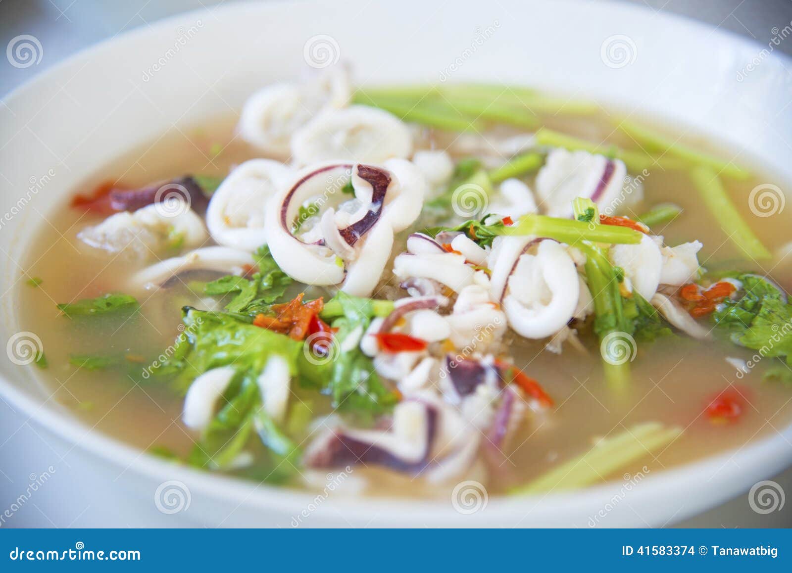 Thai spicy squid soup stock photo. Image of gourmet, octopus - 41583374