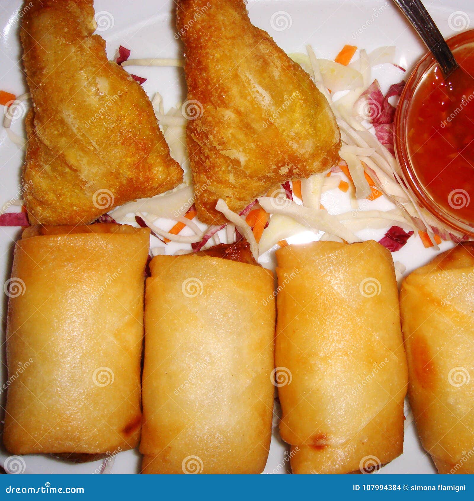 Thai Spring Rolls and Fried Shrimps Stock Photo - Image of organic ...