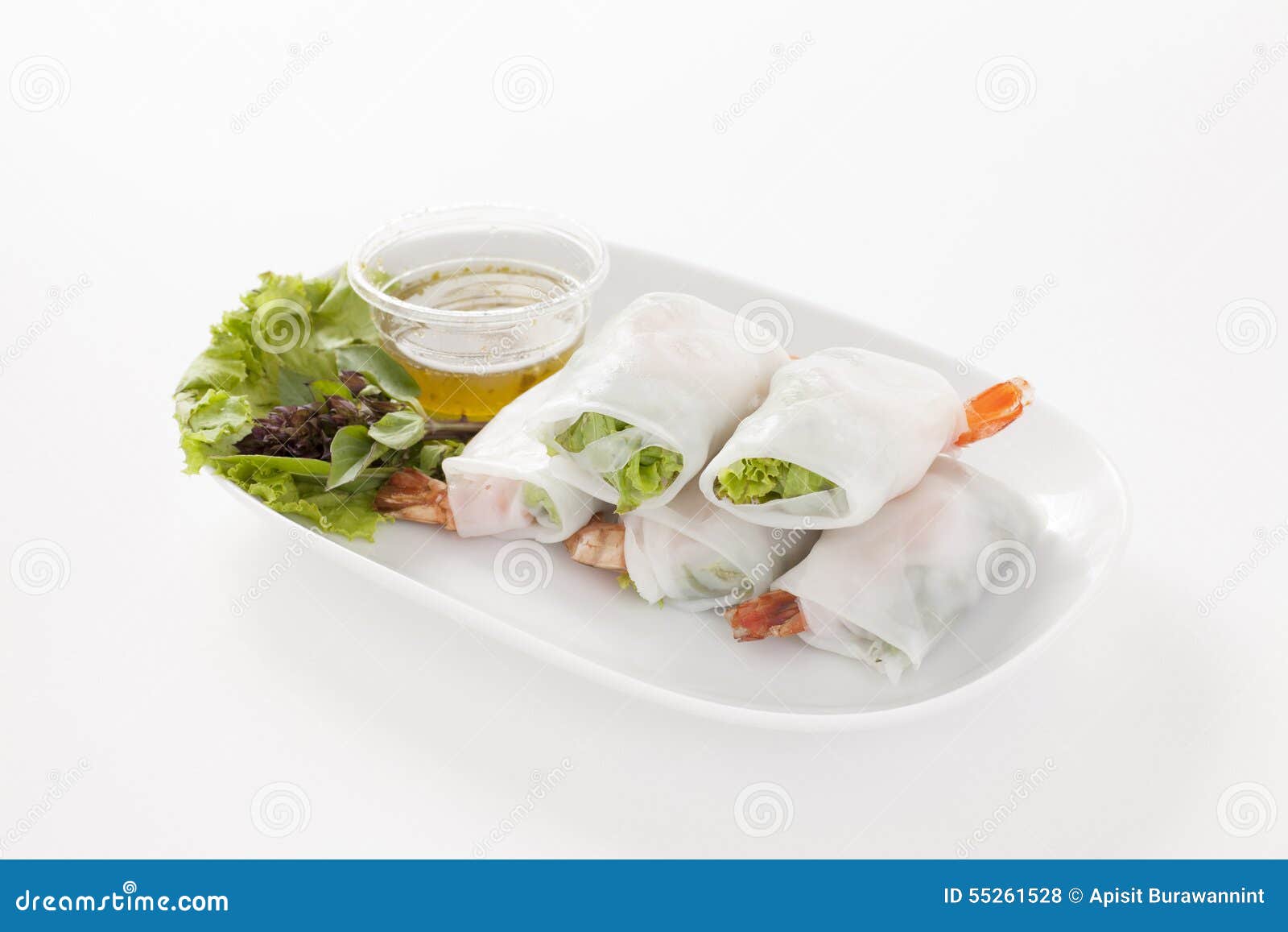 Thai Spring Rolls with Herbs and Shrimp Stock Photo - Image of ...