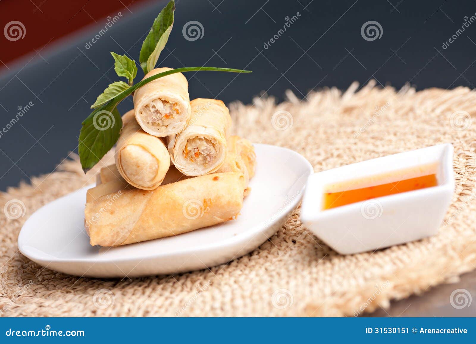 Thai Spring Rolls stock image. Image of garnished, asian - 31530151