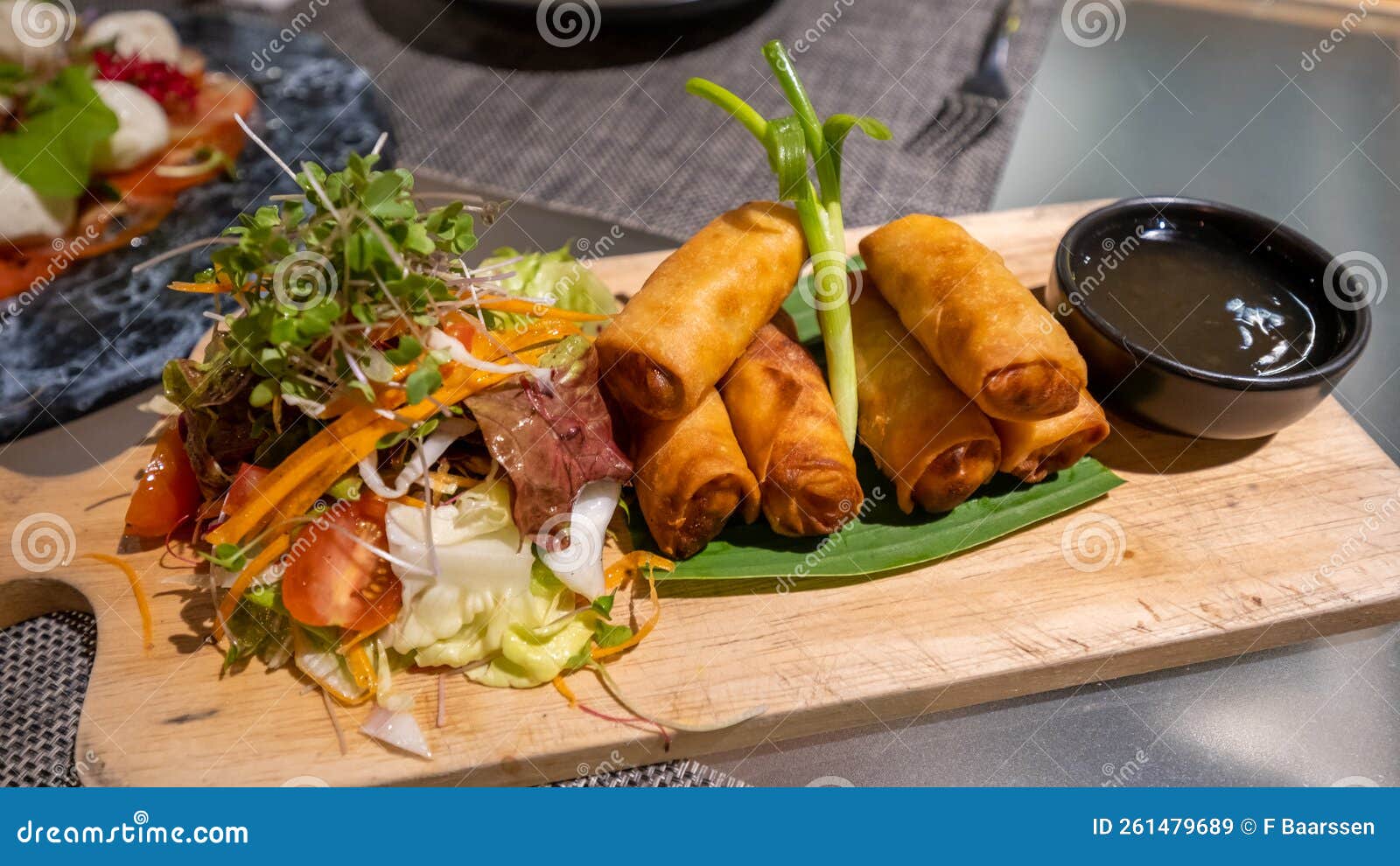 Thai Spring Rolls, Top View at Table with Thai Food Stock Image - Image ...