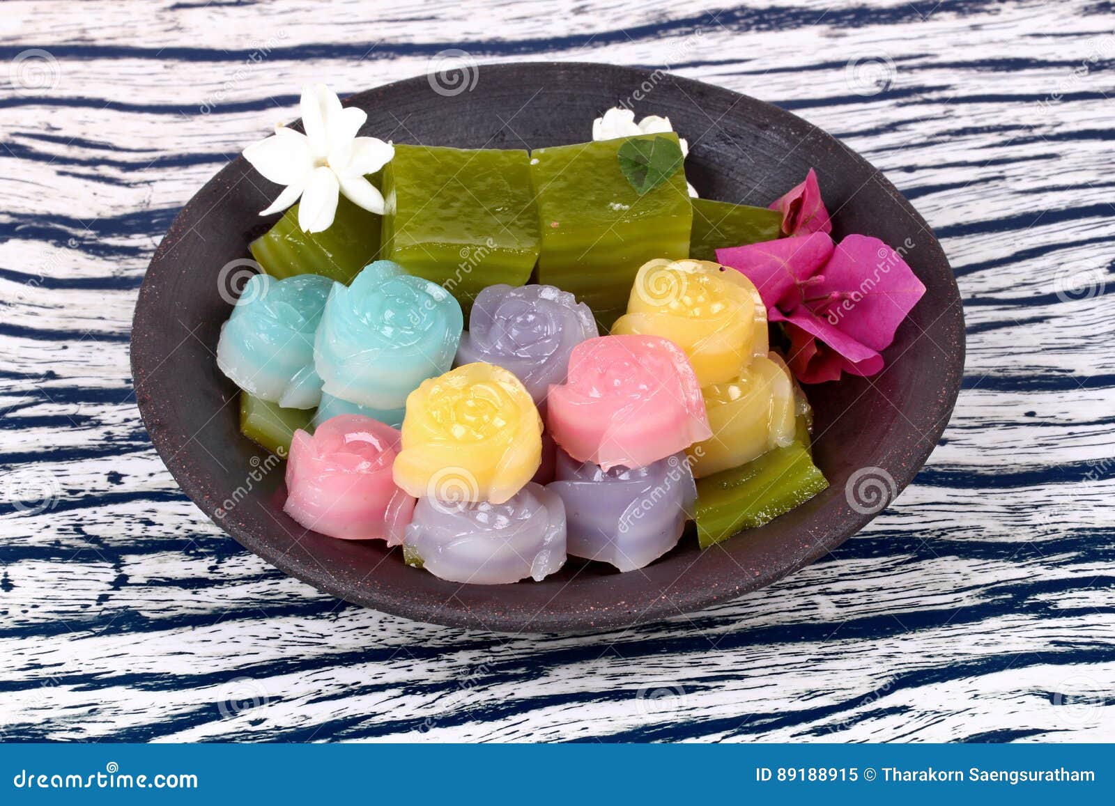 Steamed Layer Cakes Or Khanom Chan In Thai Language In The Shaped Of A ...
