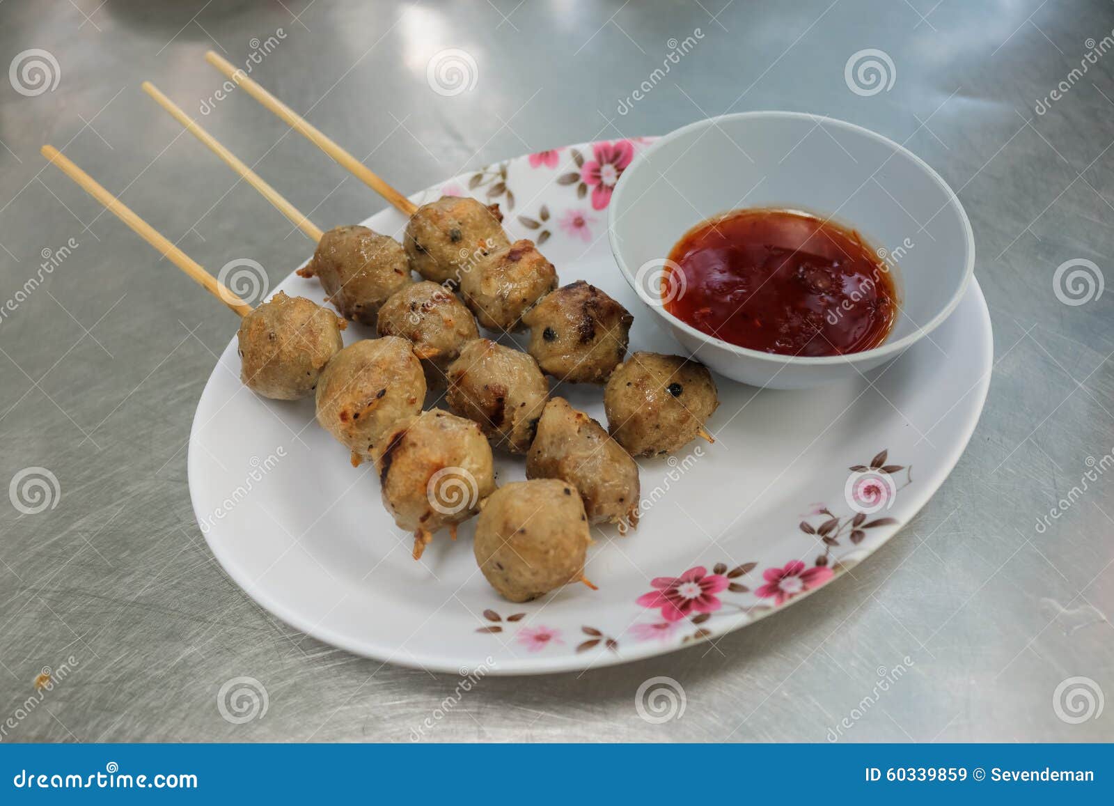Thai sticks of meatballs stock image. Image of meal, appetizer - 60339859