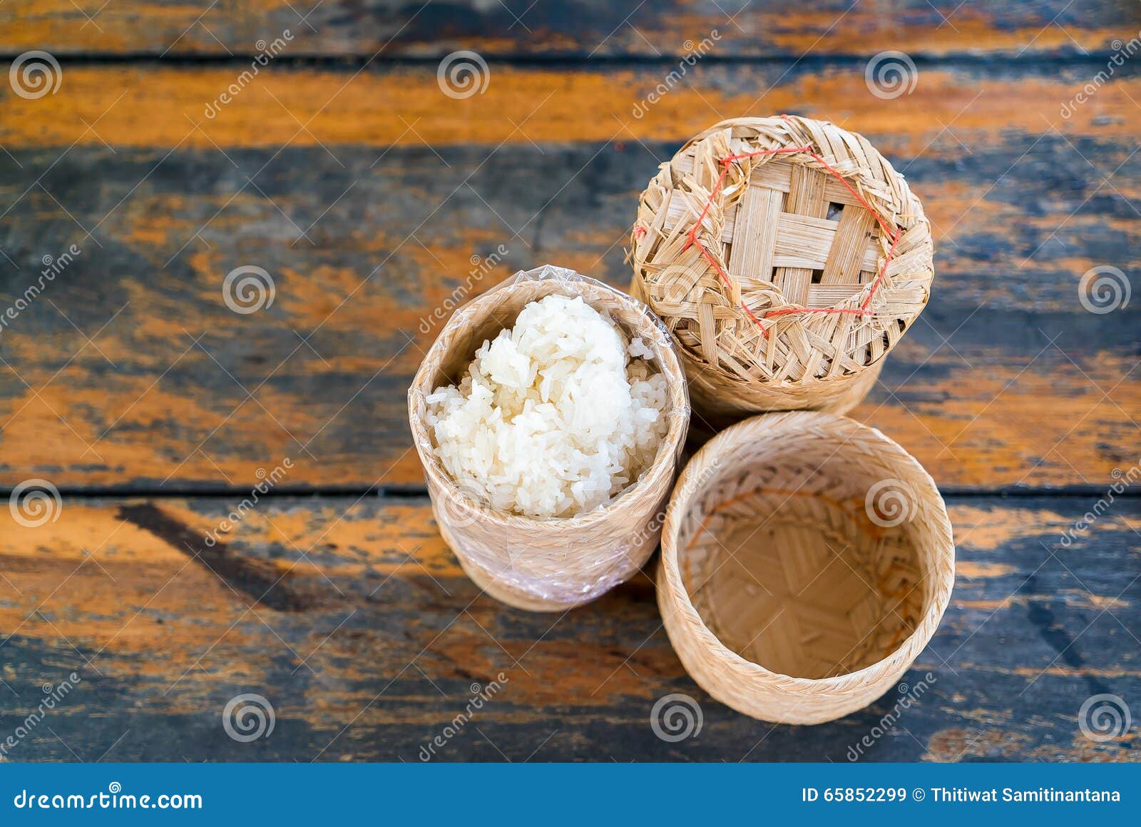 Thai Sticky Rice in Bamboo Wooden Stock Image - Image of breakfast ...