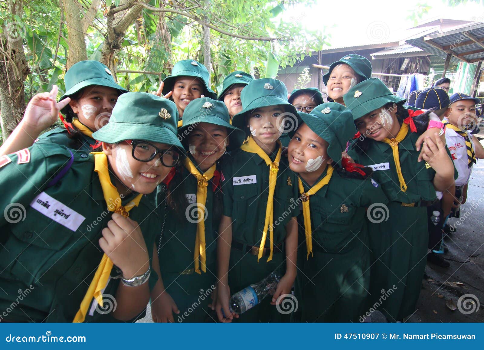 Thai student scout camp editorial photography. Image of lady - 47510907