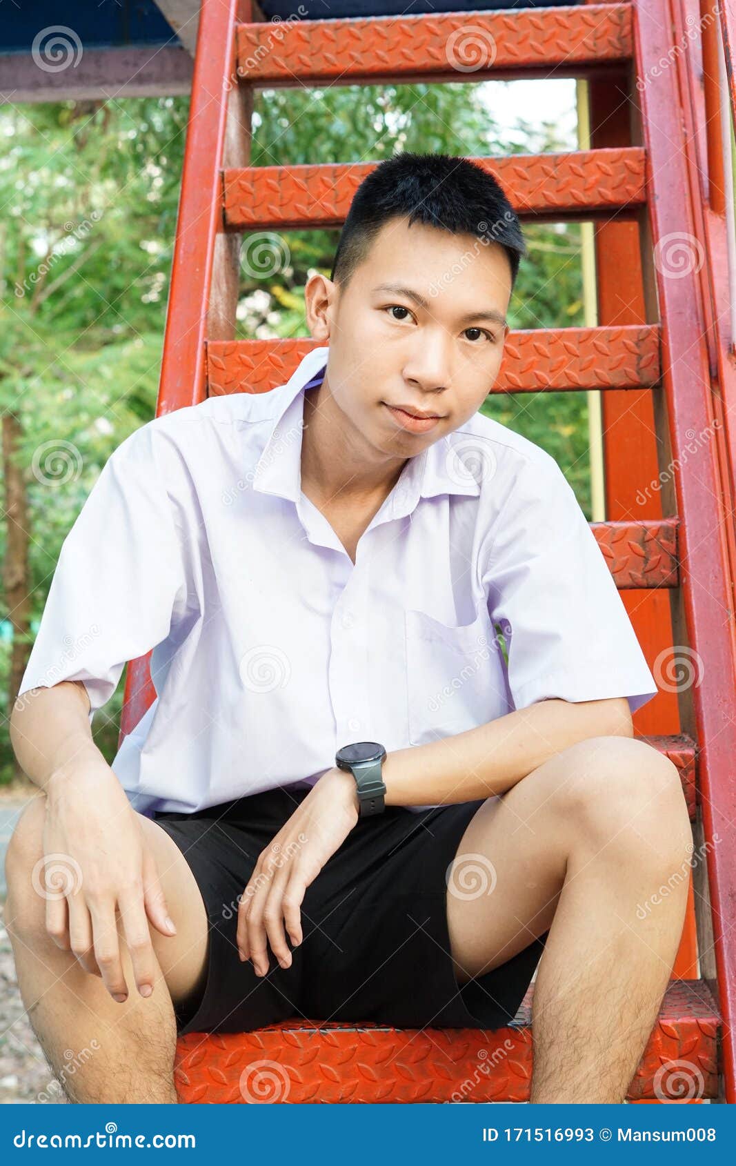 Thai student in uniform stock image. Image of school - 171516993
