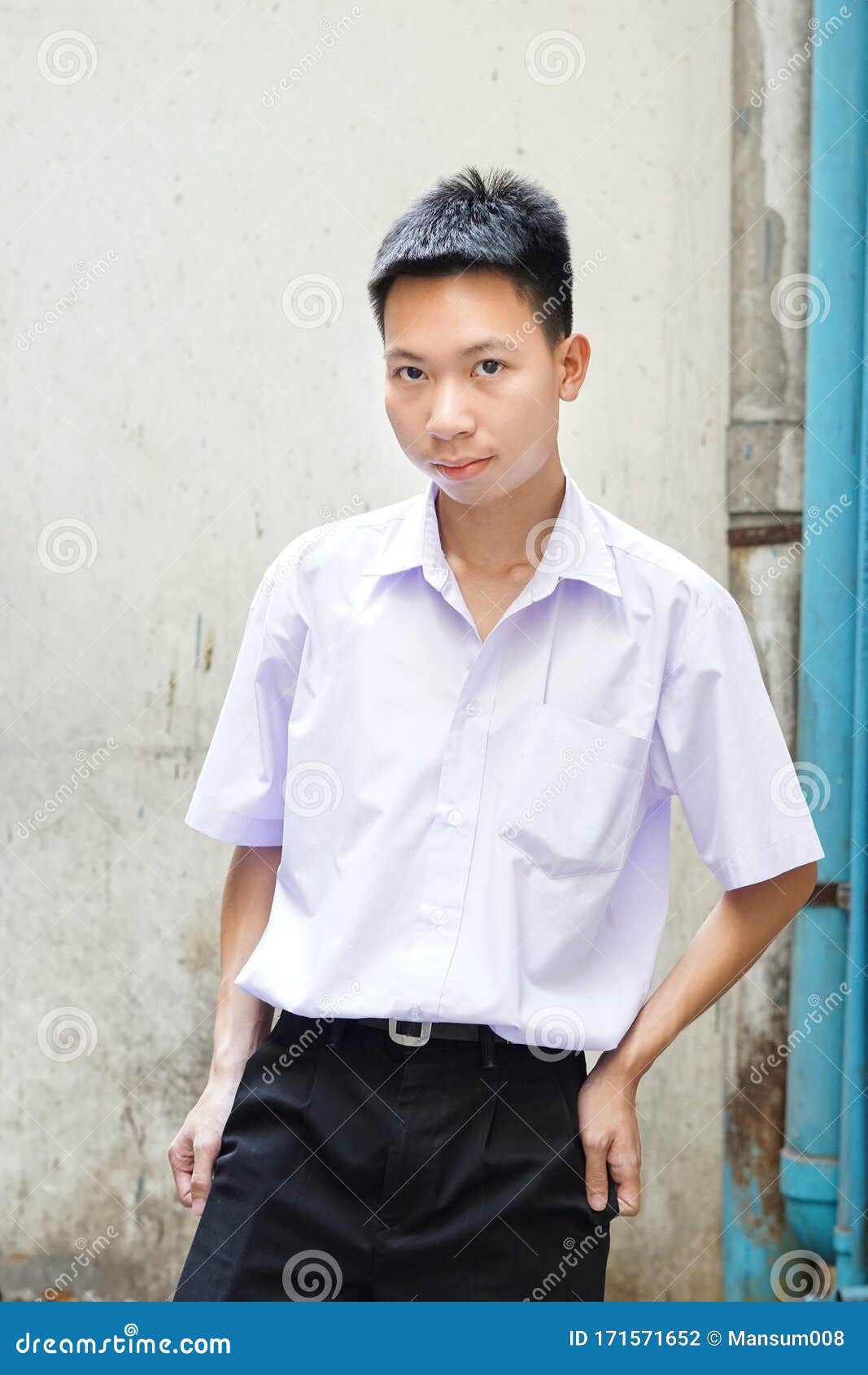 Thai student in uniform stock photo. Image of model - 171571652