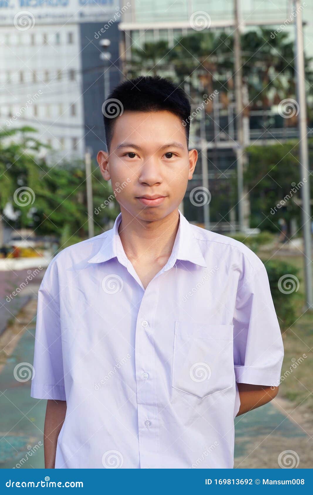 Thai student in uniform stock photo. Image of hair, modern - 169813692