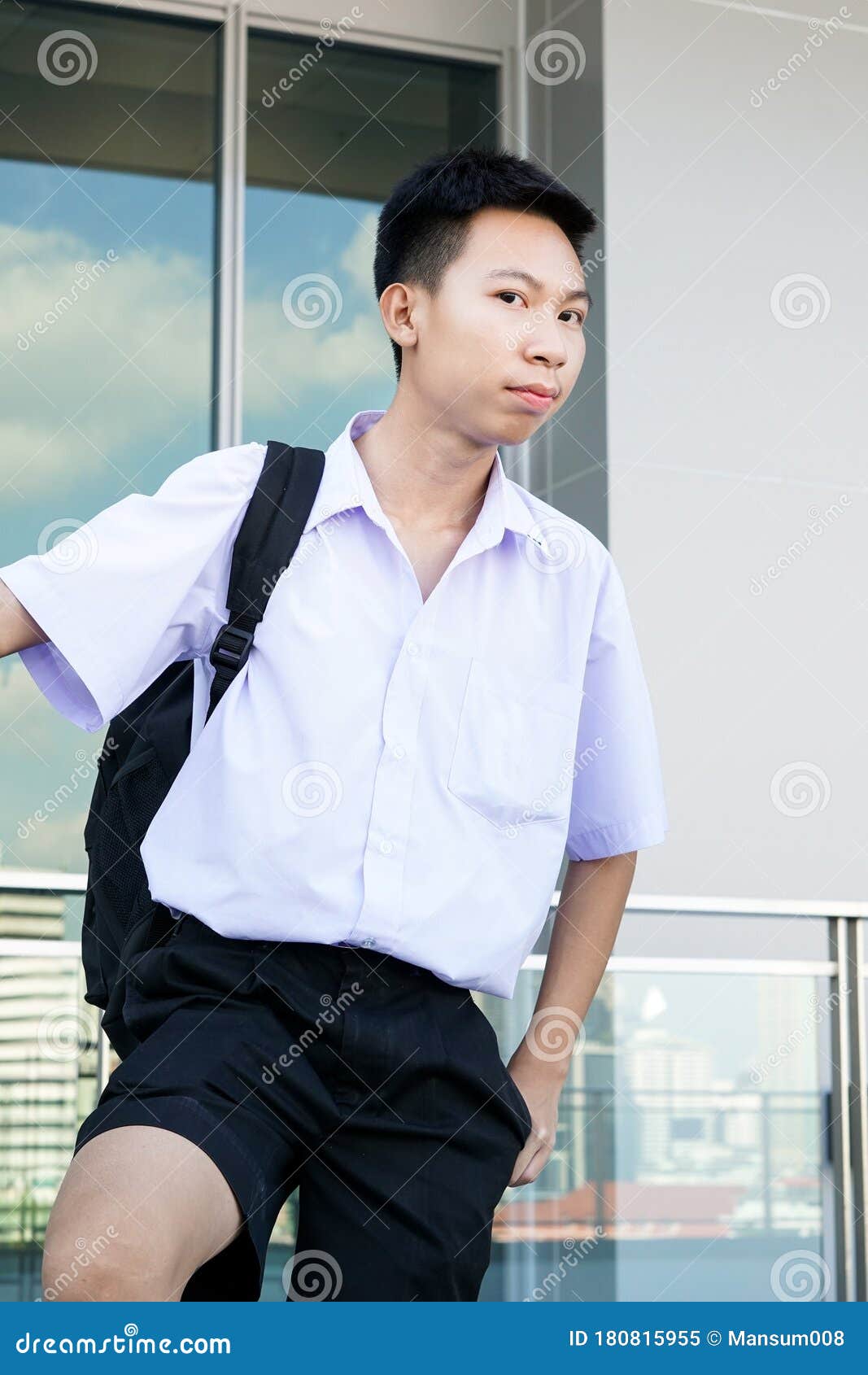 Thai student in uniform stock image. Image of pretty - 180815955