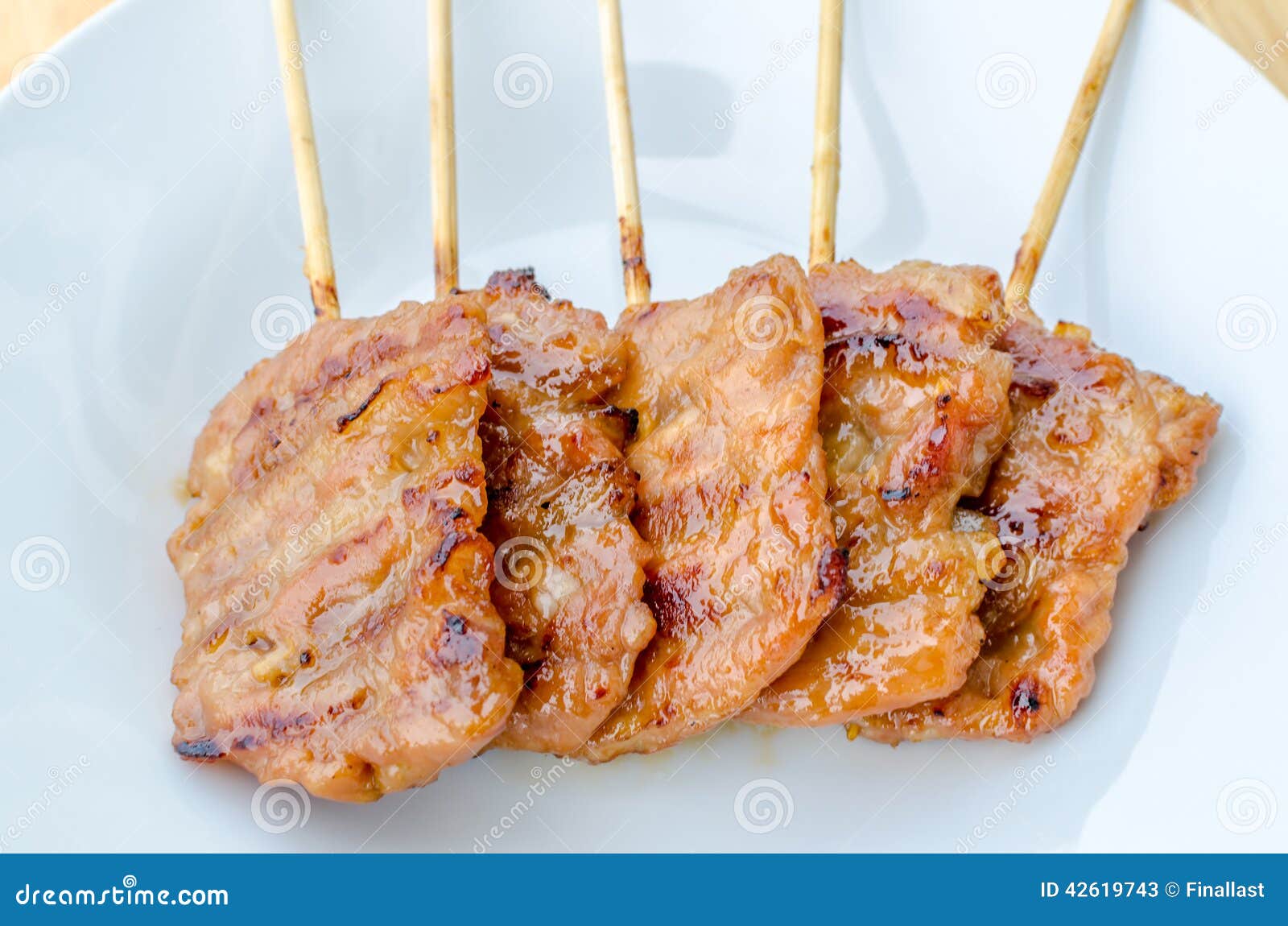 Thai Style BBQ Grilled Pork or Moo-Ping Stock Image - Image of pierce ...