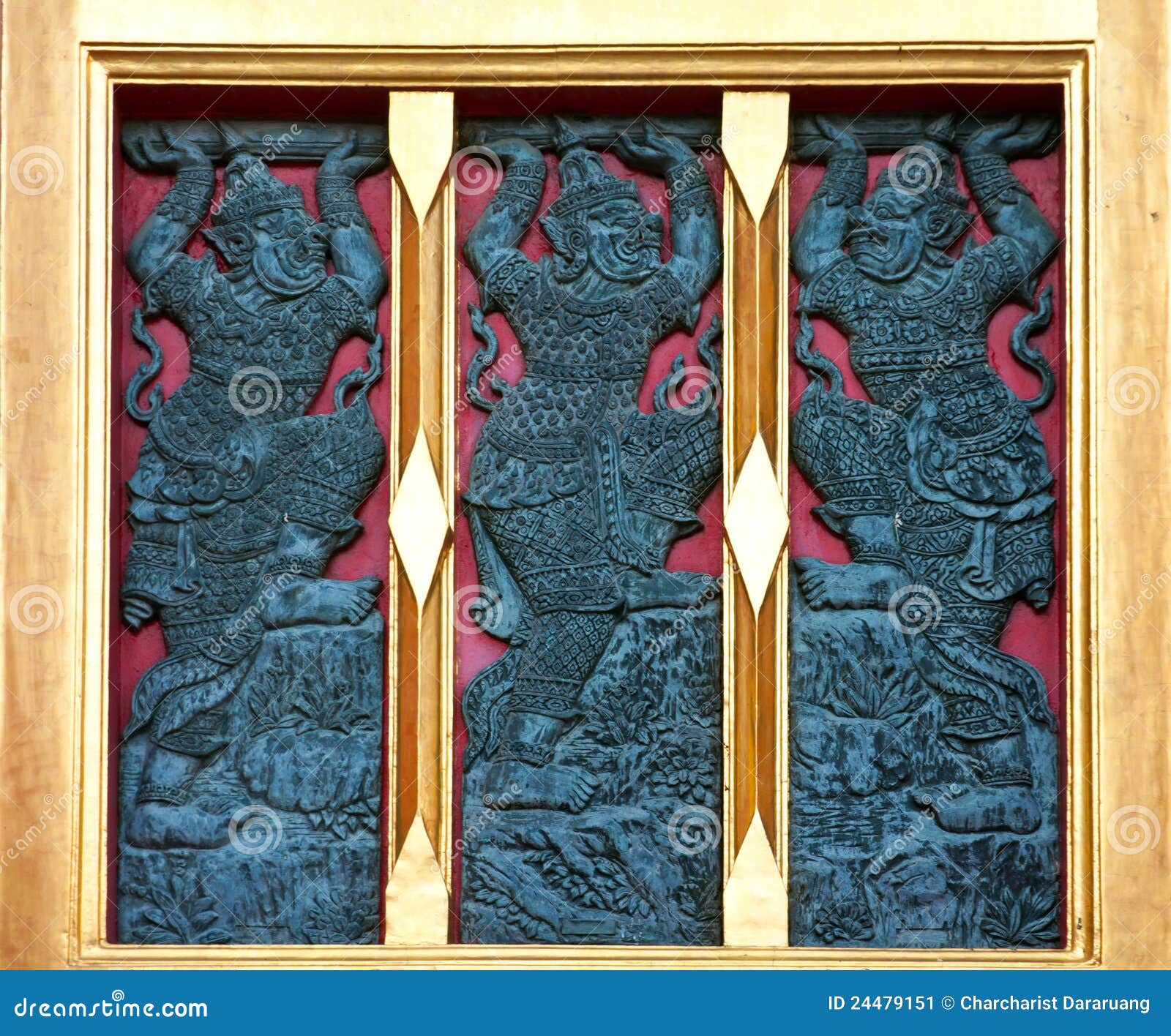 Thai Style Buddhism Temple Window Stock Image - Image of glass ...