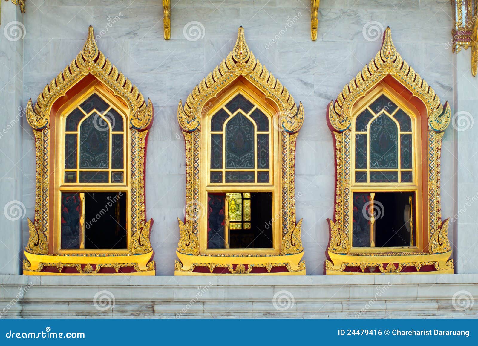 Thai Style Buddhism Temple Window Stock Photo - Image of thai, thailand ...