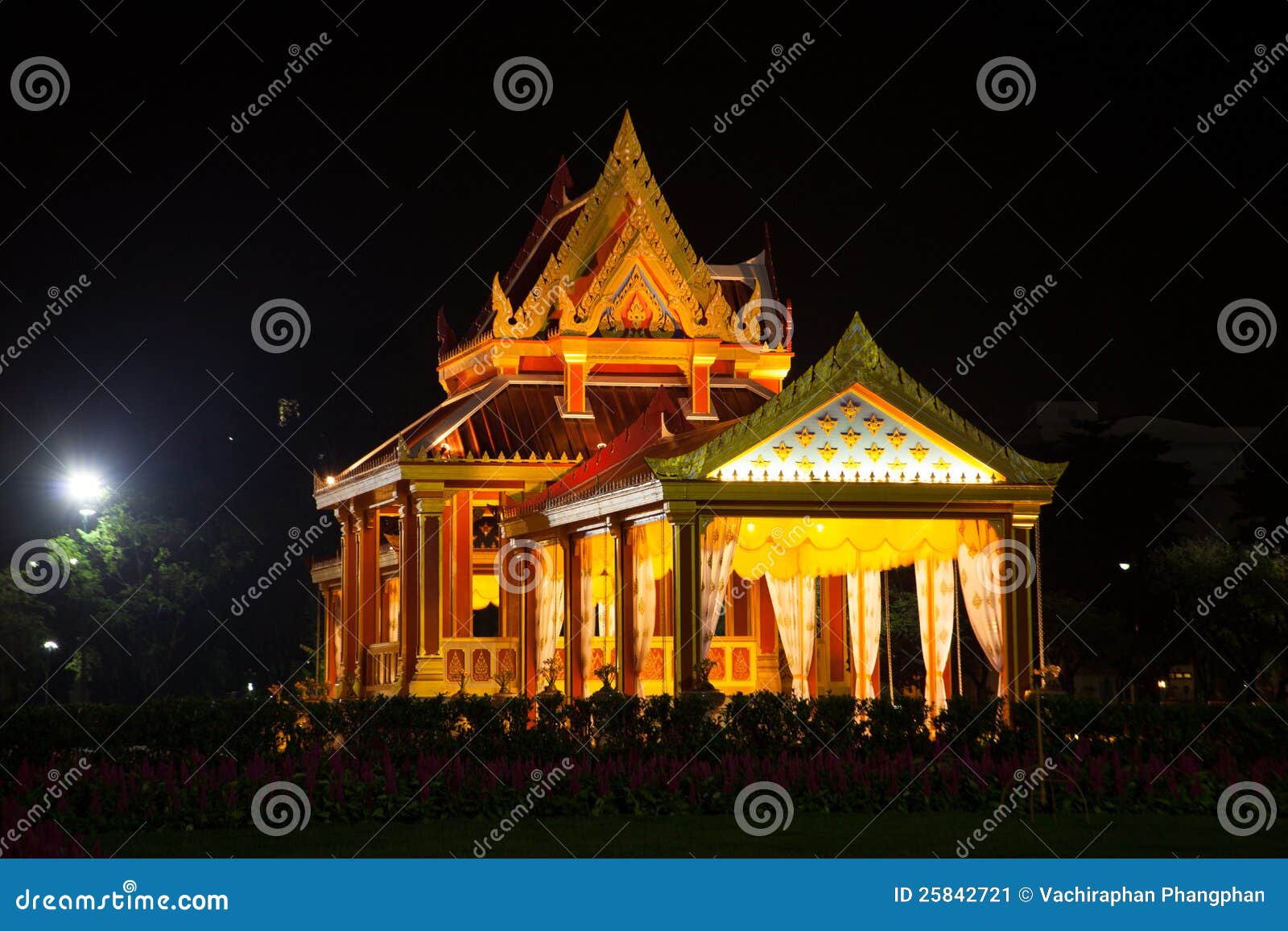 Thai-style buildings. stock image. Image of teakwood - 25842721