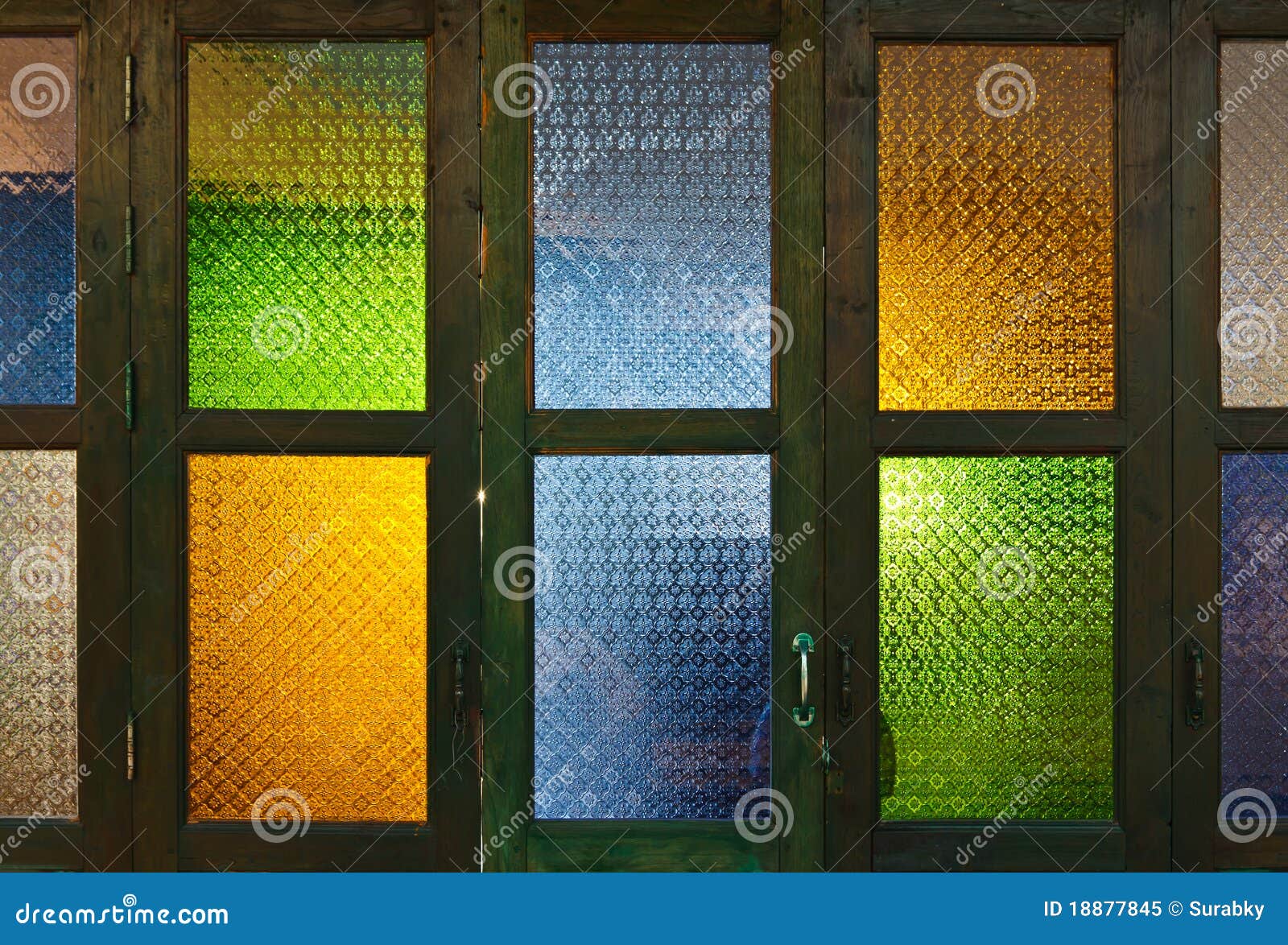Thai Style Colorful Glass Door Stock Image - Image of backlight ...