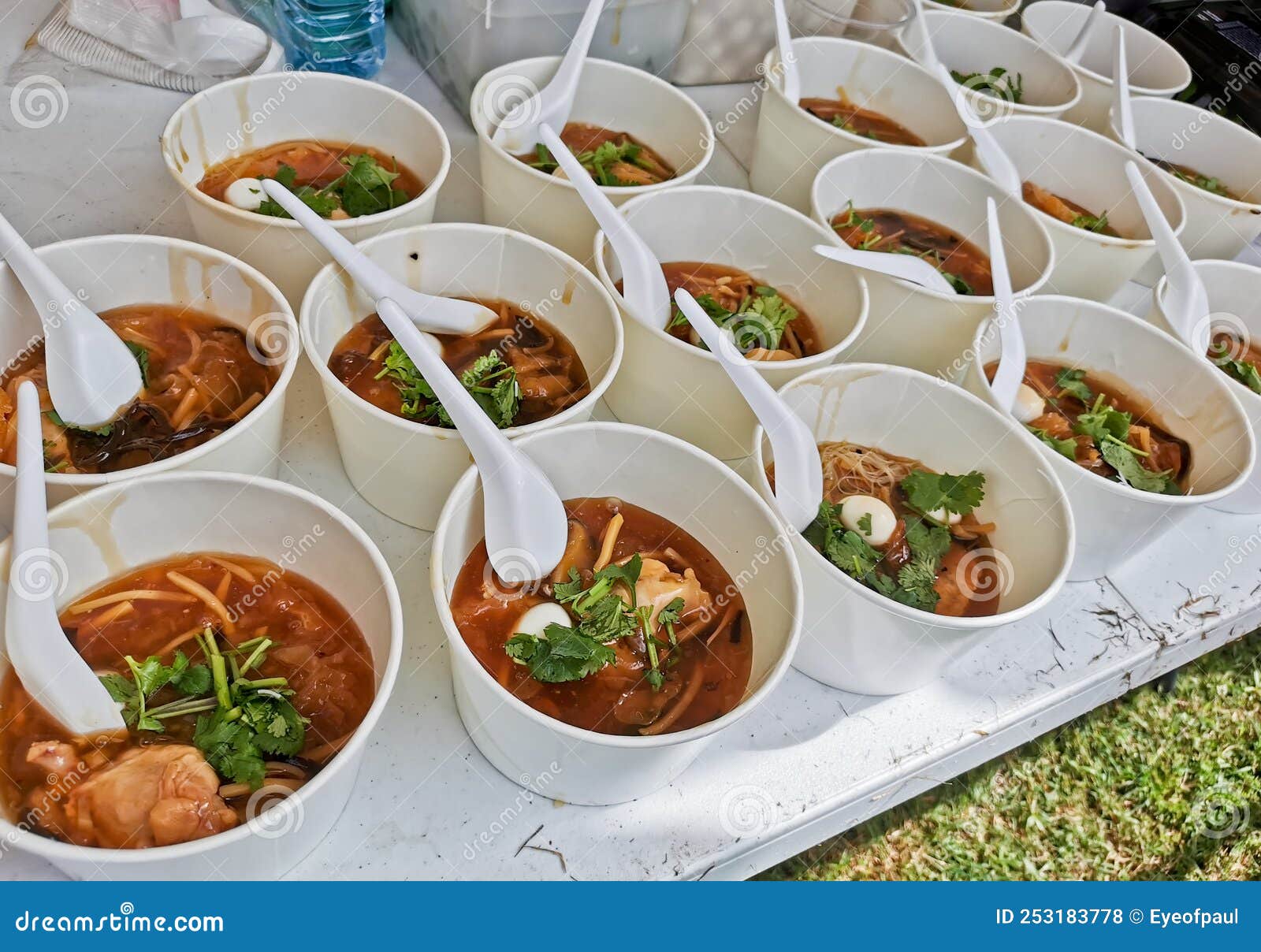 Thai Style Fish Maw Sticky Soup with Chicken Piece and Small Egg Stock ...
