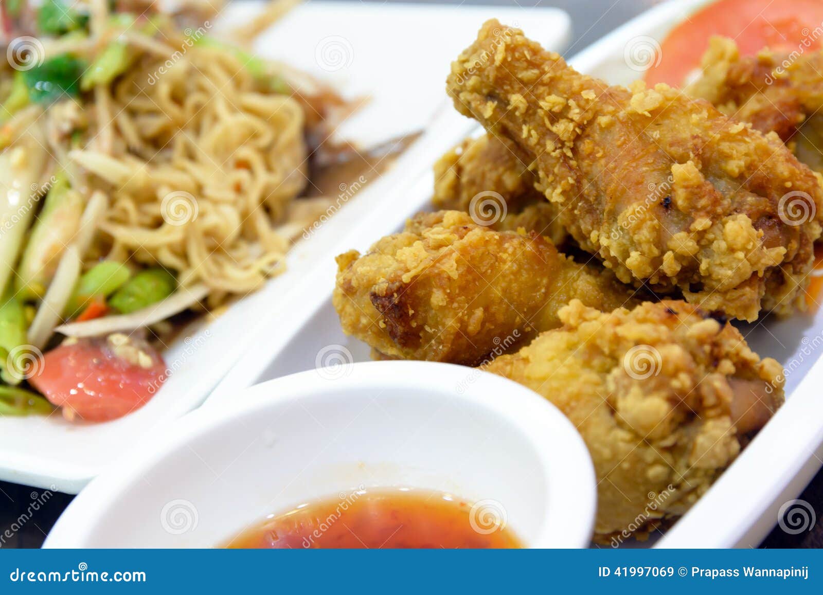 Thai style Fried chicken stock image. Image of crispy - 41997069