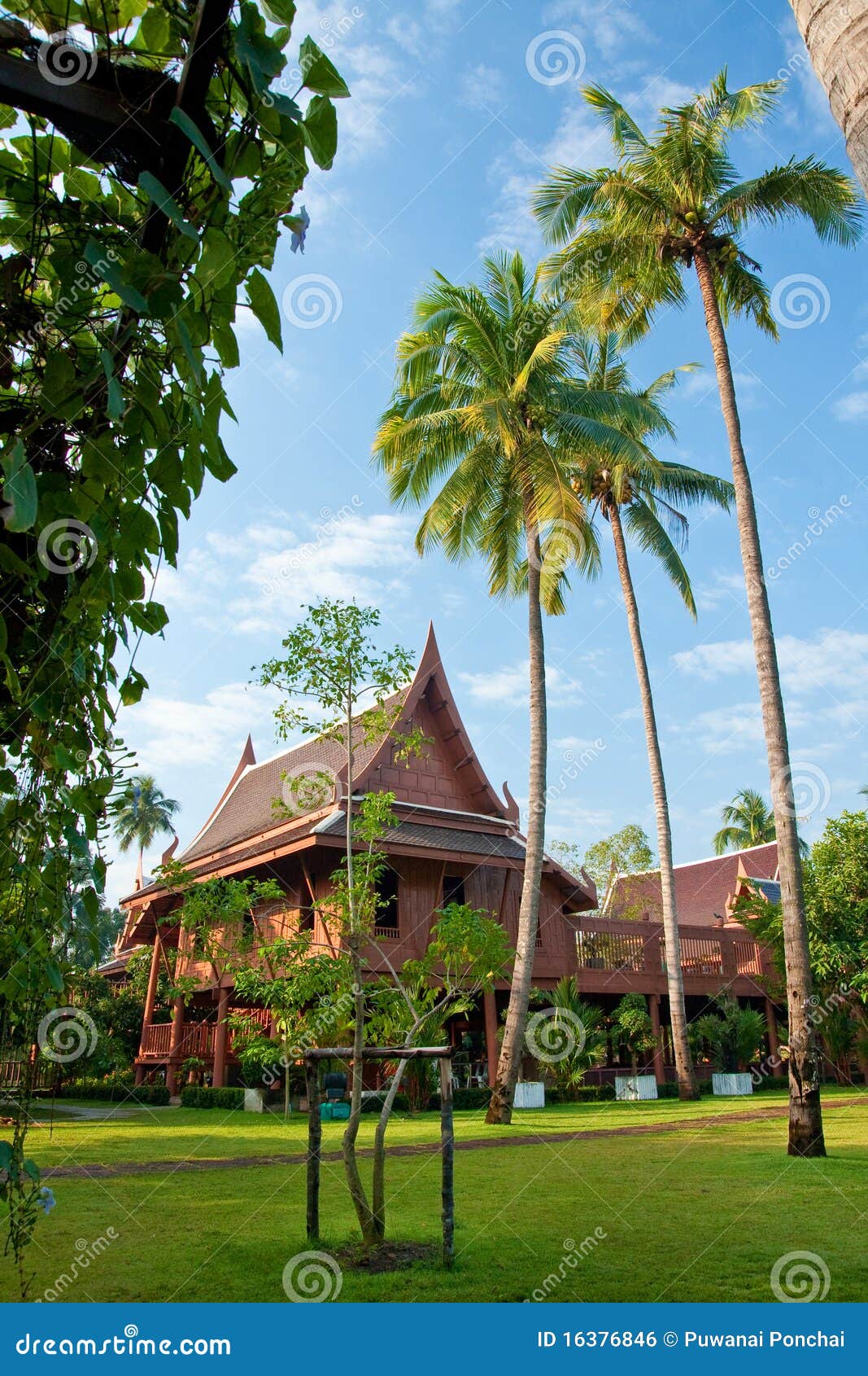 Thai style Garden Home stock photo. Image of house, housetop - 16376846